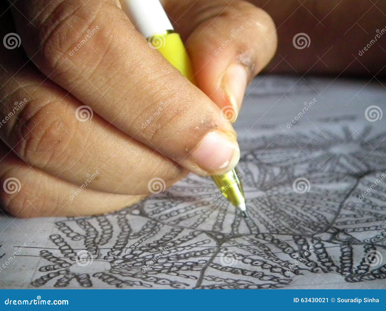 Pen in hand : Drawing stock image. Image of paper, closeup - 63430021