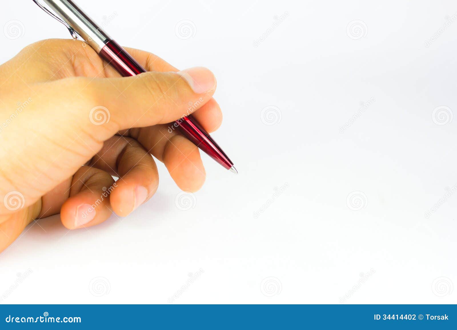 Pen in the hand isolated stock photo. Image of paper - 34414402
