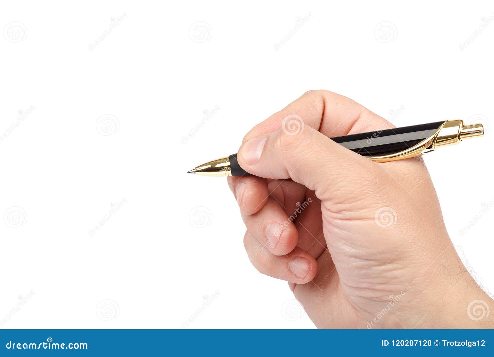 Pen in Hand Isolated on White Background Stock Photo - Image of ...
