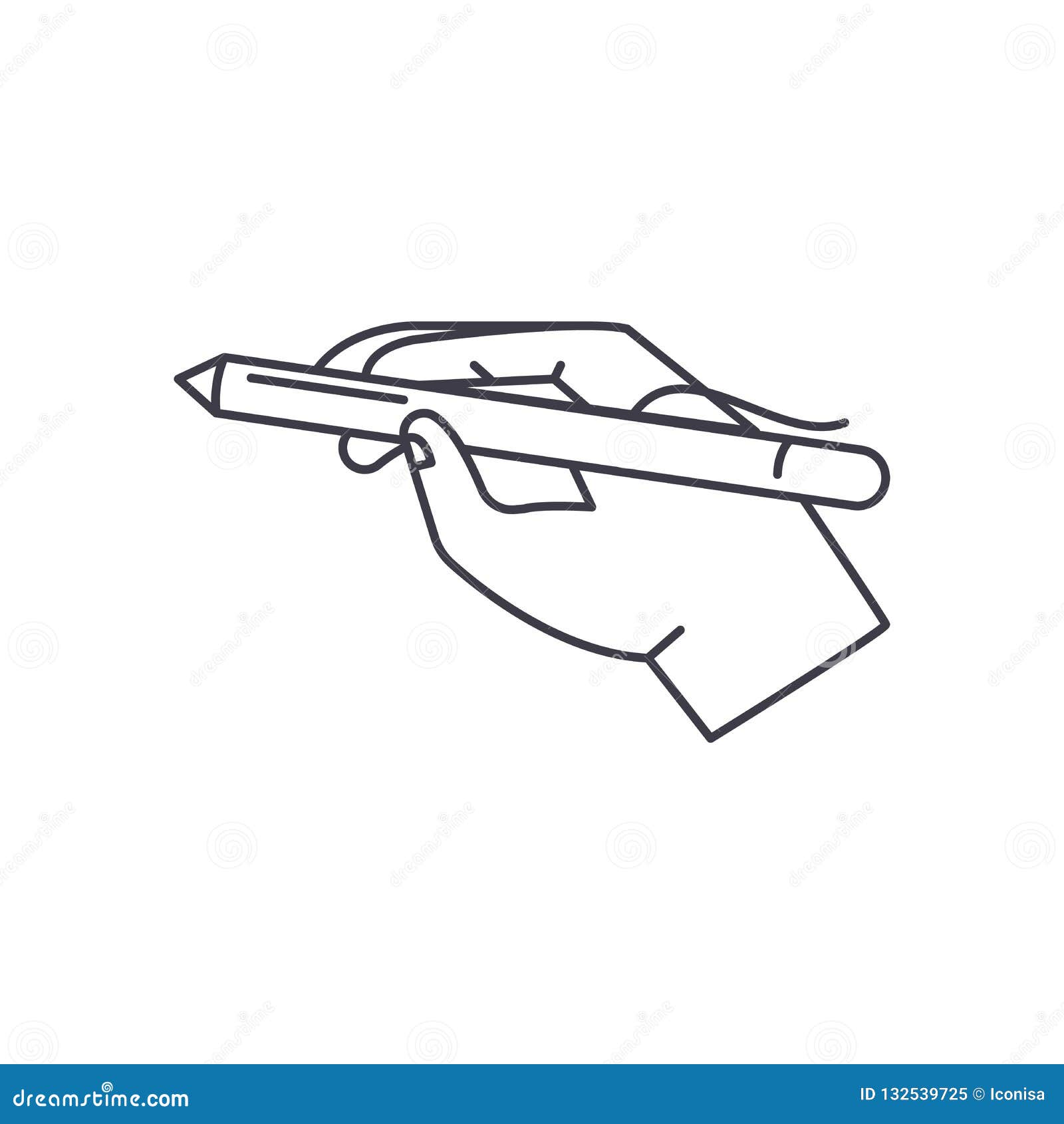 Pen in Hand Line Icon Concept. Pen in Hand Vector Linear Illustration ...