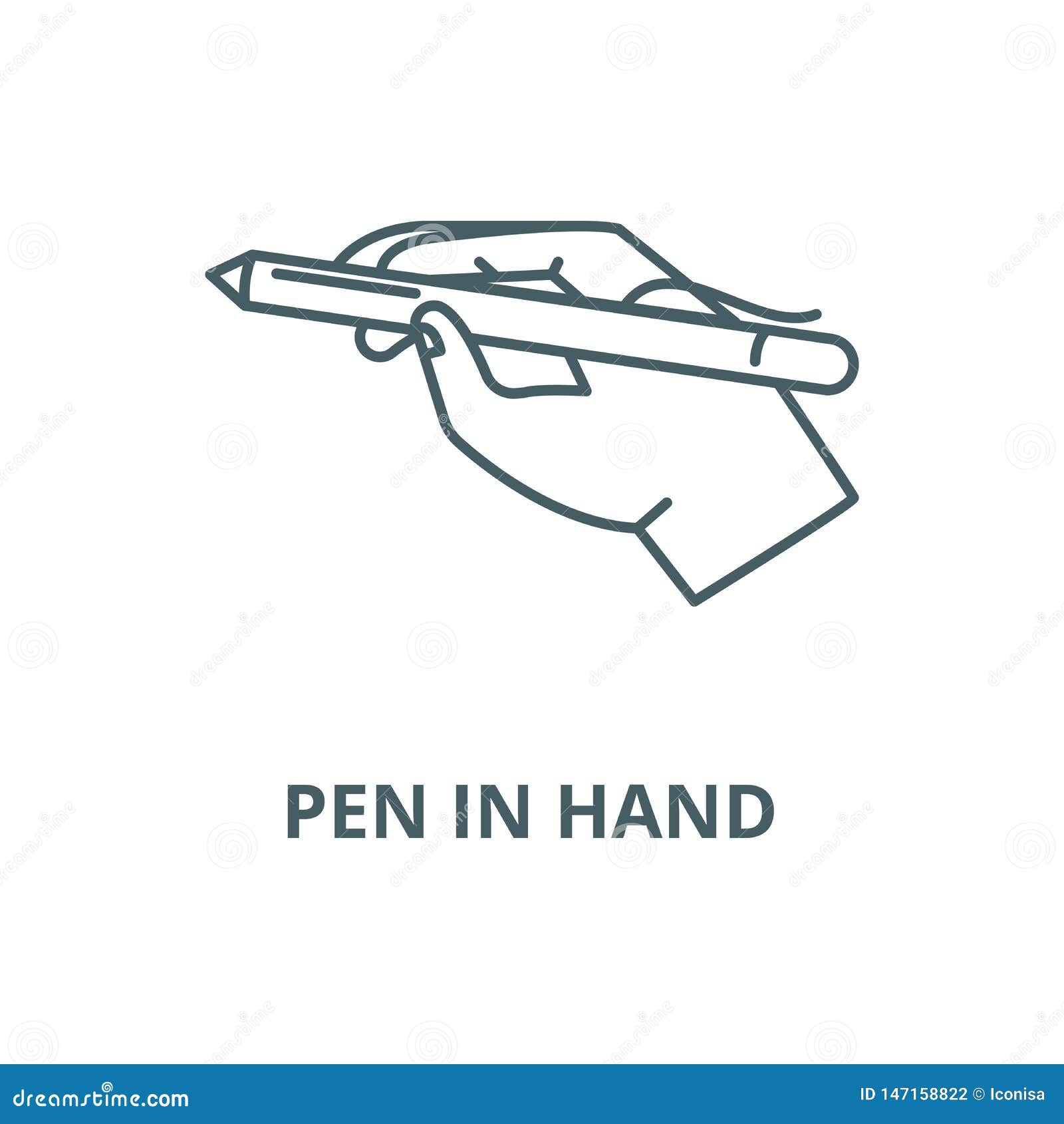 Pen in Hand Vector Line Icon, Linear Concept, Outline Sign, Symbol ...