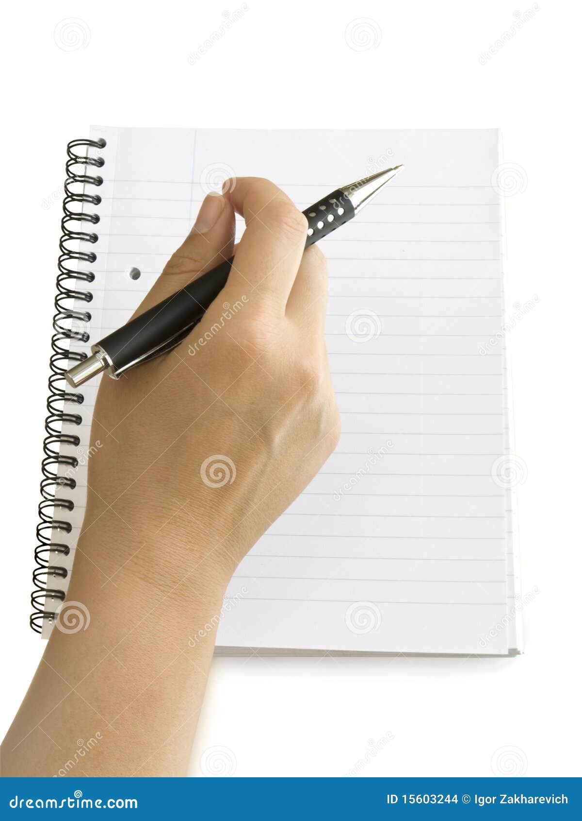 Pen in Hand Writing on the Notebook Stock Photo - Image of paperwork ...
