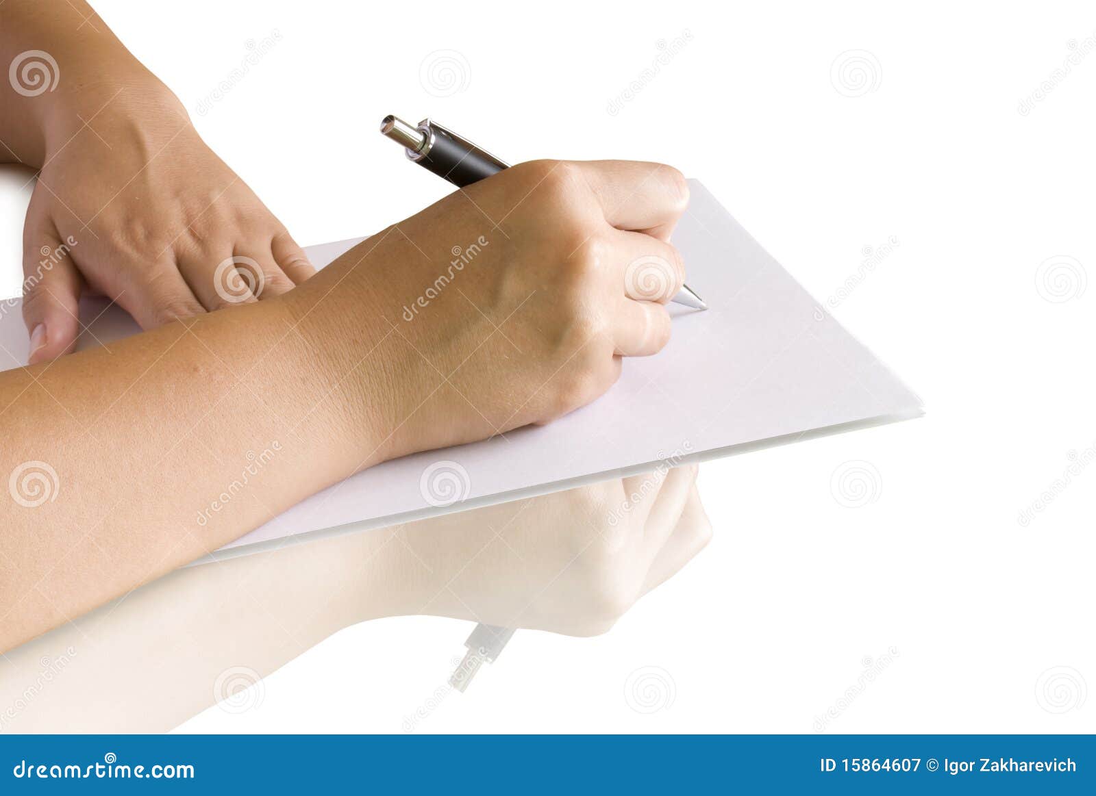 Pen in Hand Writing on the Page Stock Image - Image of white, document ...