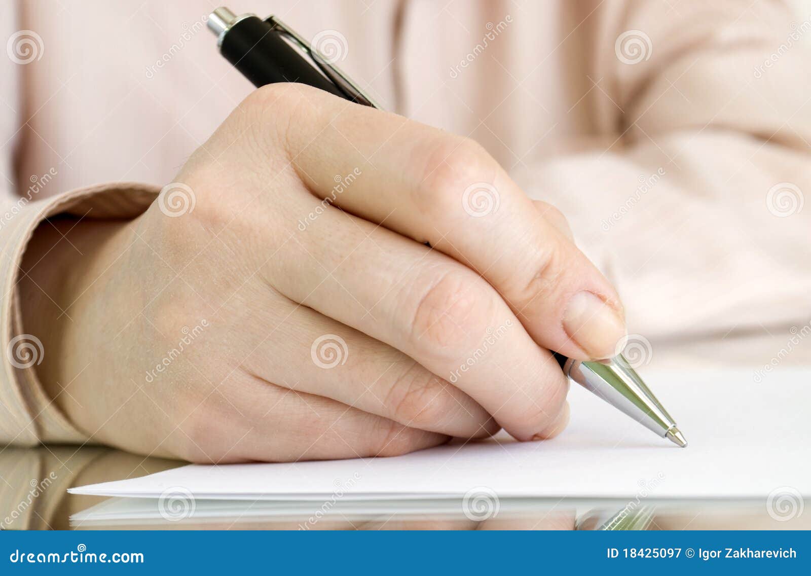 Pen in Hand Writing on the Page Stock Image - Image of finger ...