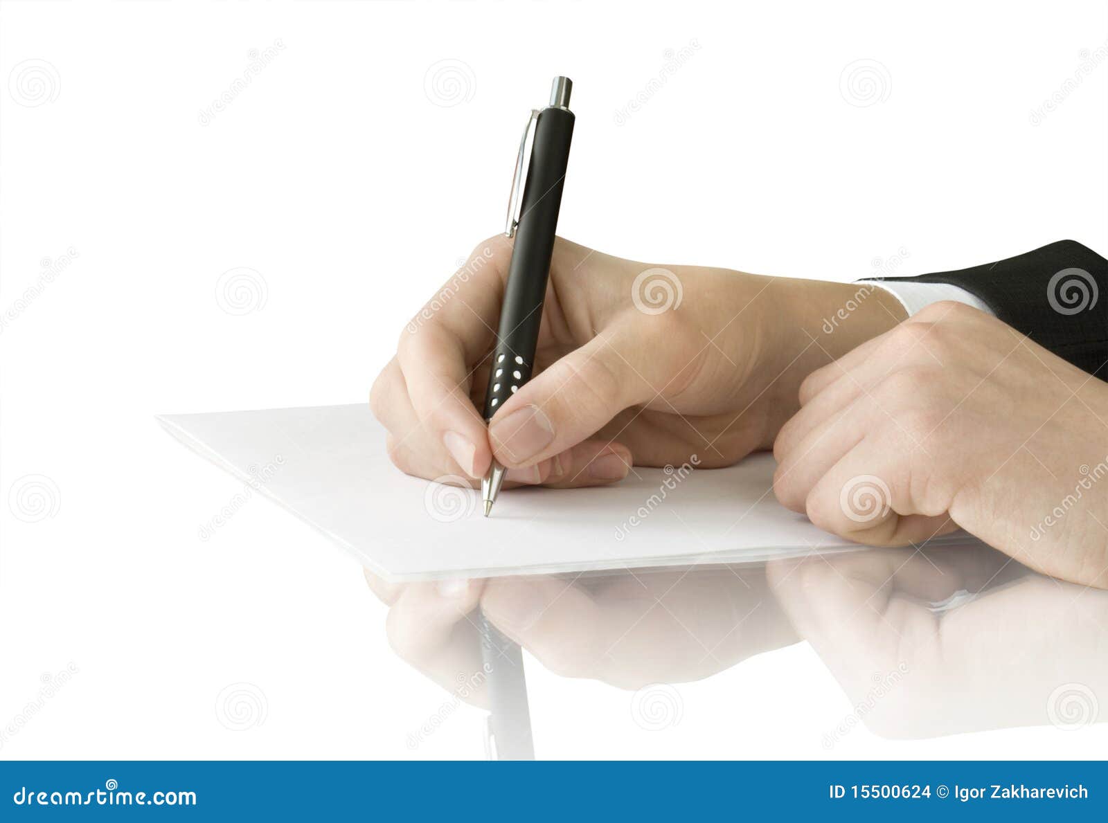 Pen in Hand Writing on the White Page Stock Photo - Image of person ...