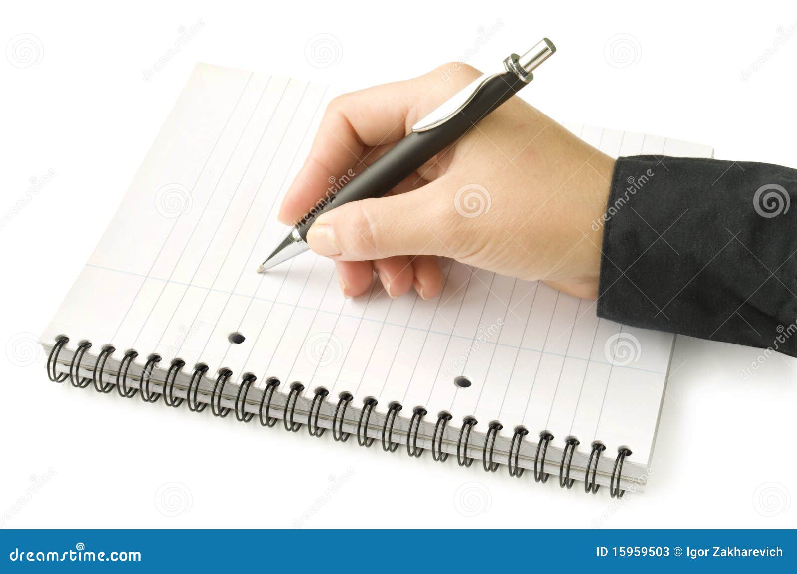 Pen in Hand Writing on the White Page Stock Image - Image of home ...