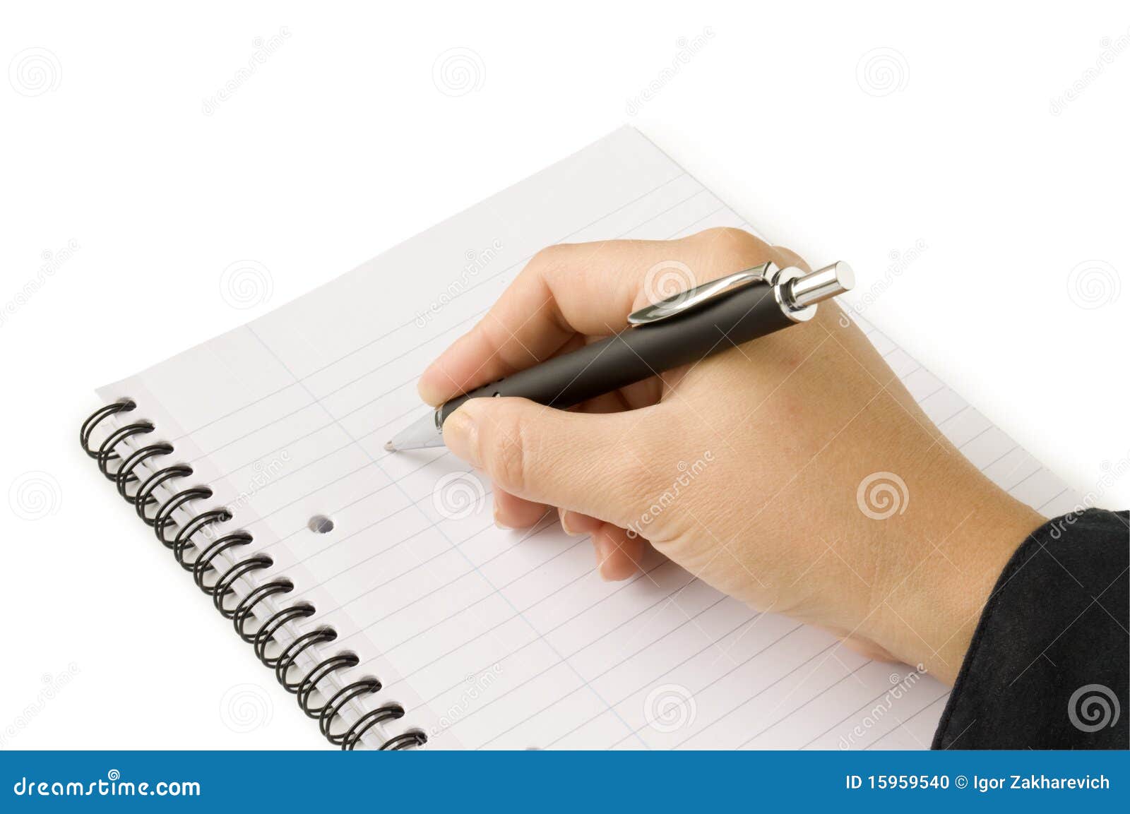 Pen in Hand Writing on the White Page Stock Photo - Image of document ...