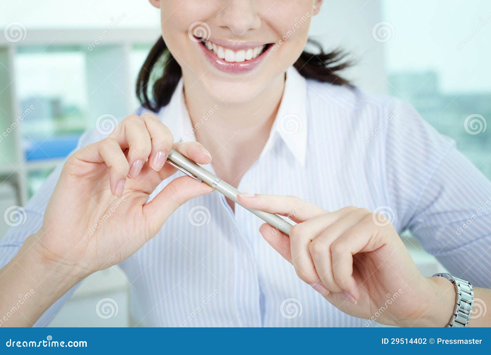 Pen in hands stock photo. Image of closeup, face, collar - 29514402