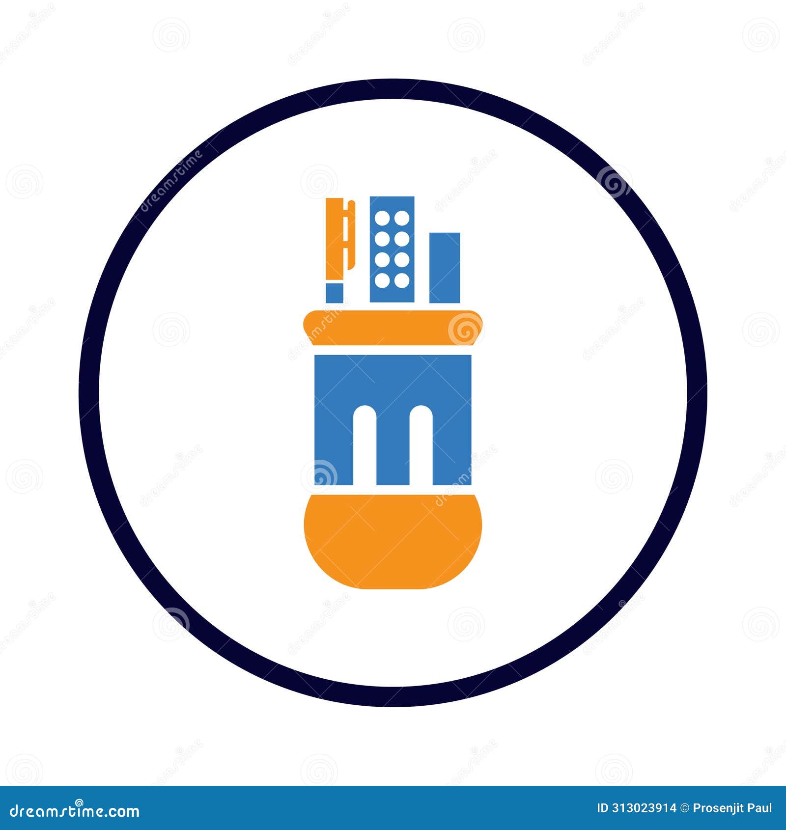 Pen, Holder, Scale, Pencil, Pot, Pen Pot, Ruler, Pen Holder Icon Stock ...