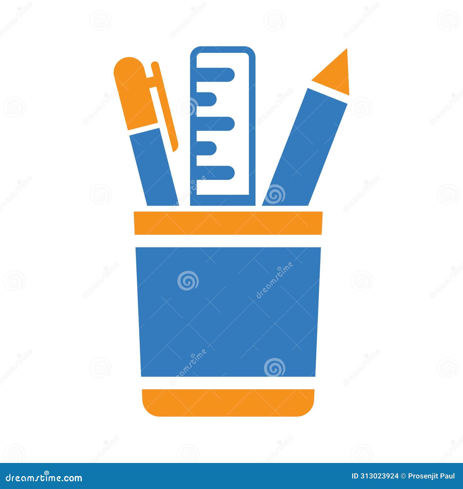 Pen, Holder, Scale, Pencil, Pot, Pen Pot, Ruler, Pen Holder Icon Stock ...