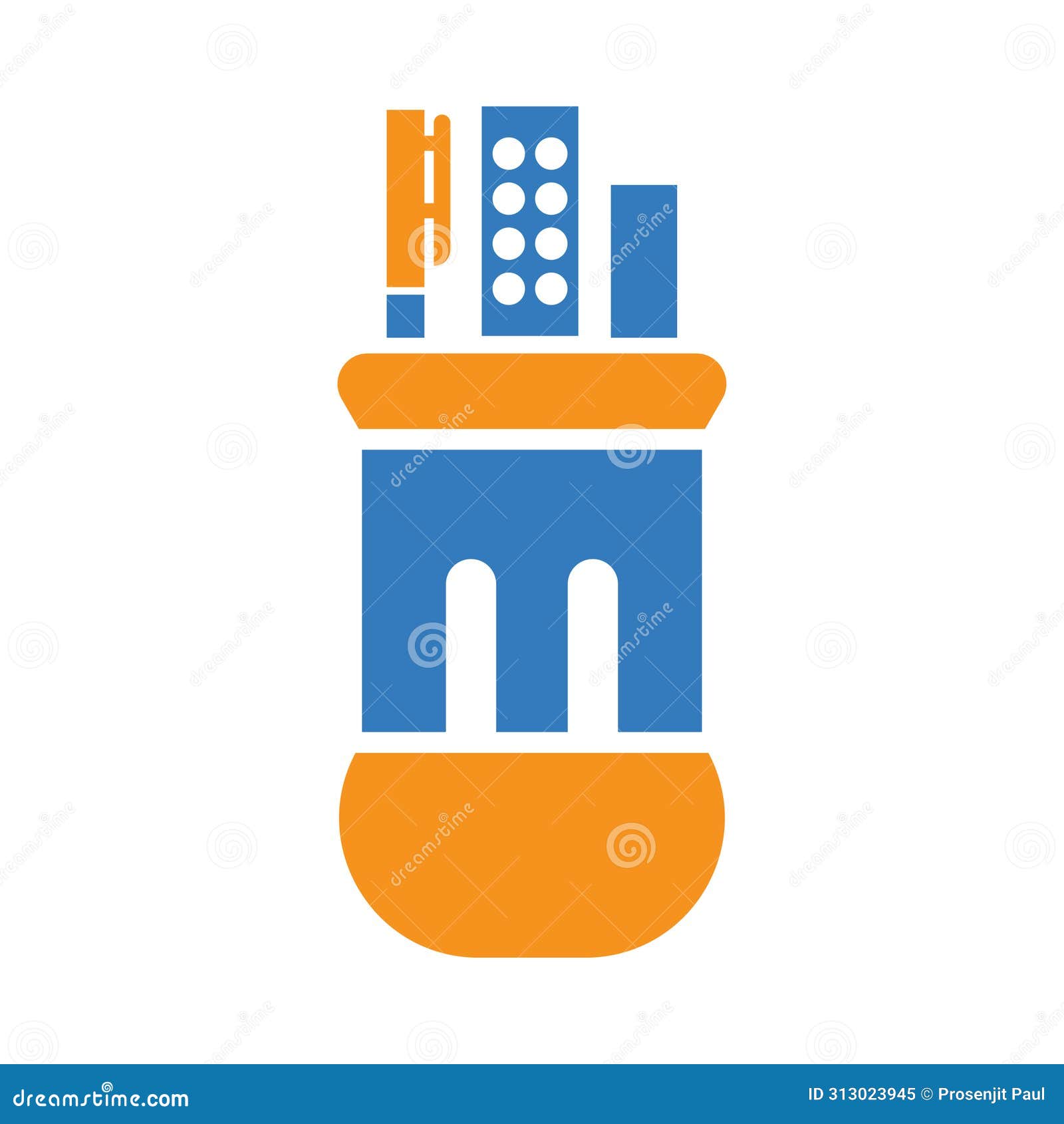 Pen, Holder, Scale, Pencil, Pot, Pen Pot, Ruler, Pen Holder Icon Stock ...