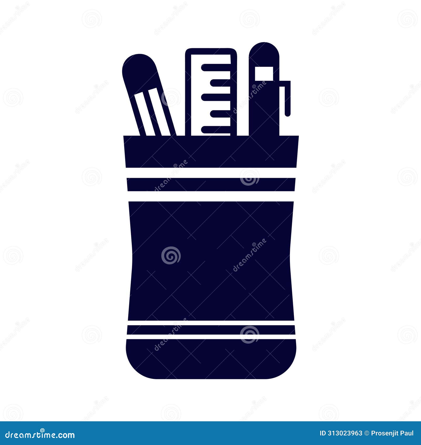Pen, Holder, Scale, Pencil, Pot, Pen Pot, Ruler, Pen Holder Icon Stock ...