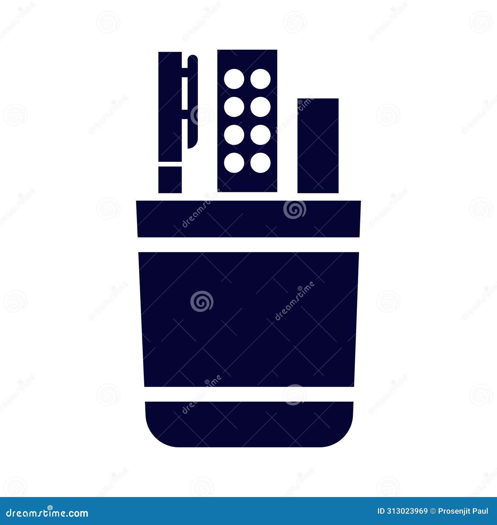 Pen, Holder, Scale, Pencil, Pot, Pen Pot, Ruler, Pen Holder Icon Stock ...