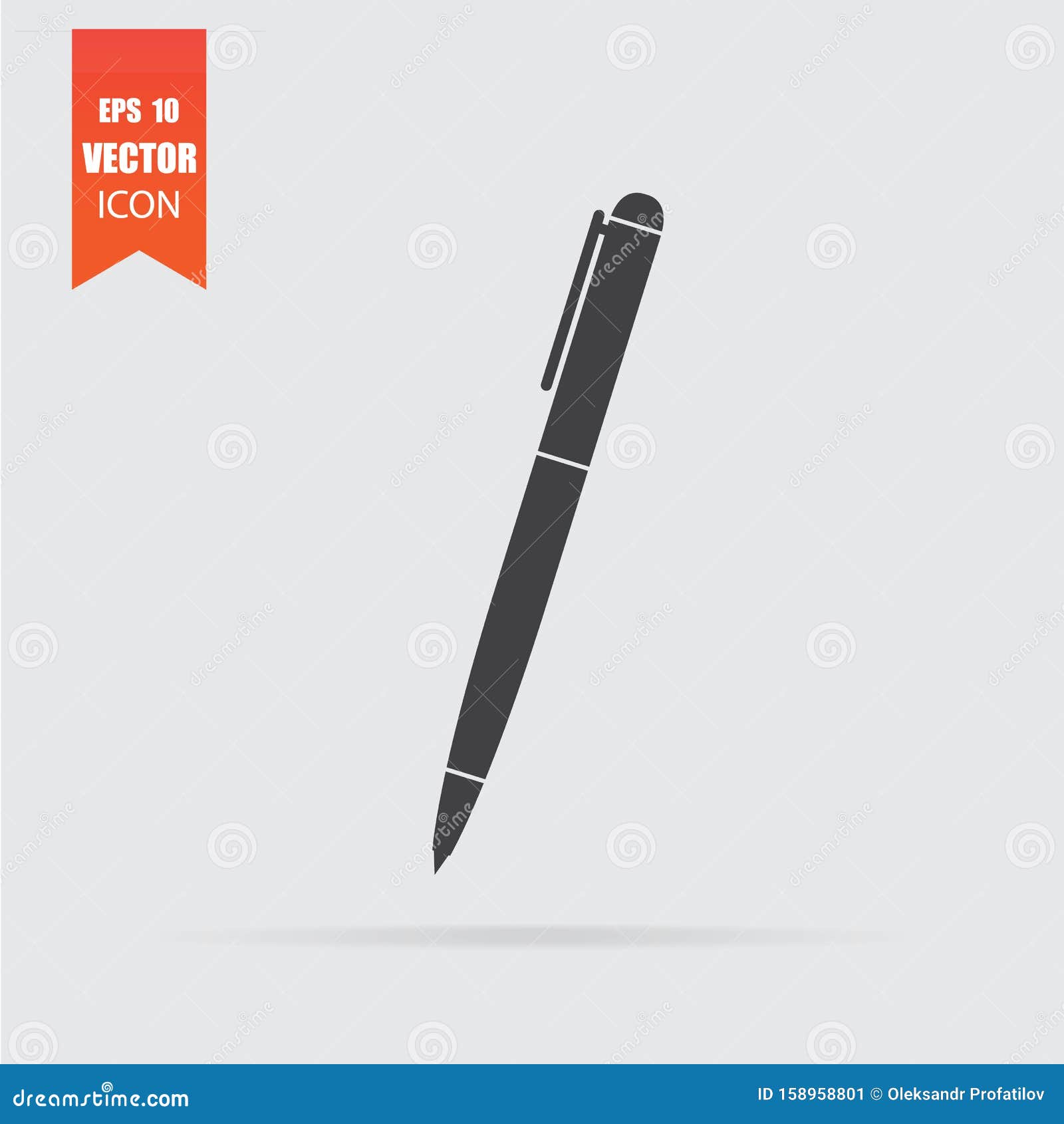 Pen Icon in Flat Style Isolated on Grey Background Stock Vector ...