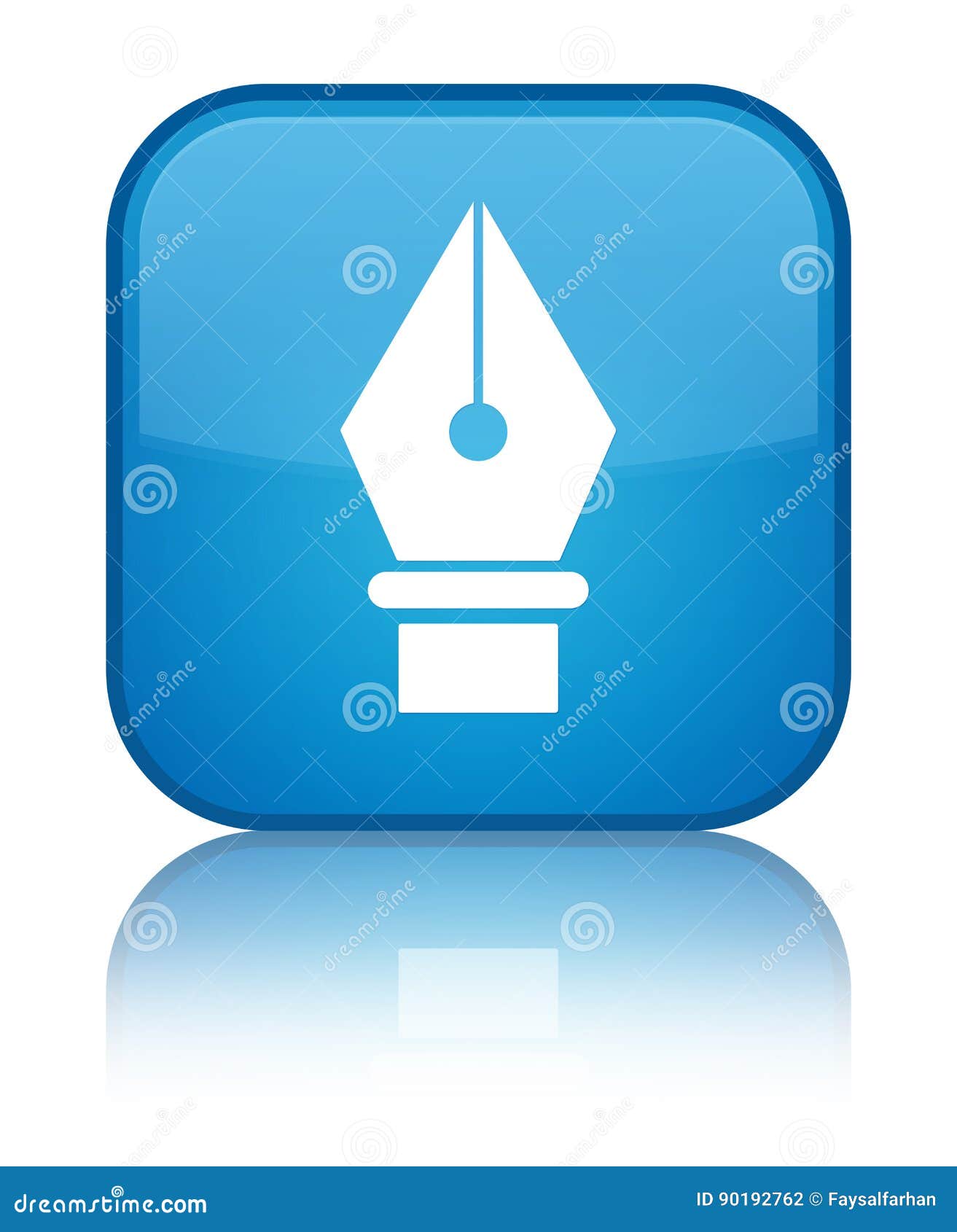 Pen Icon Special Cyan Blue Square Button Stock Illustration ...