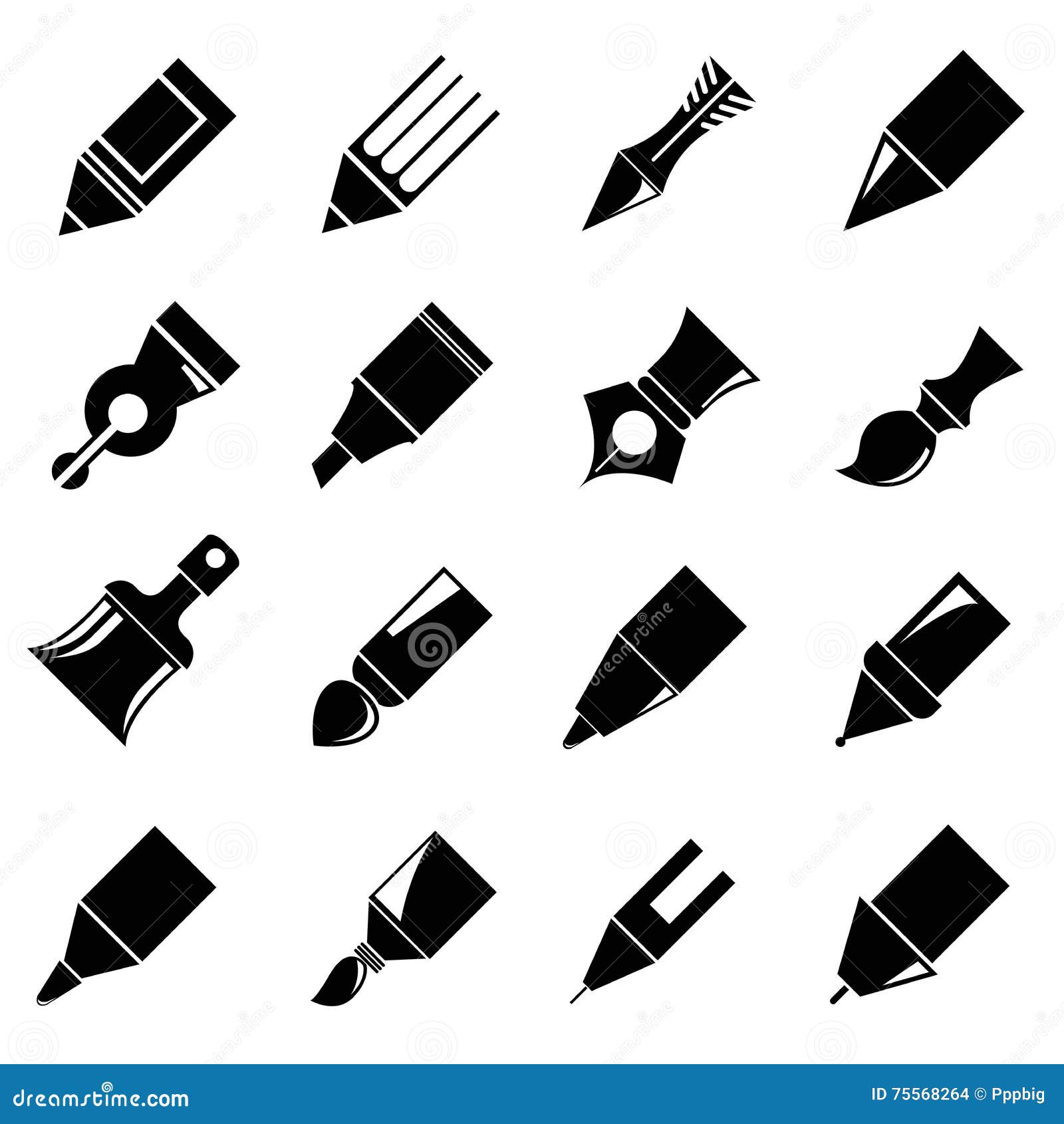 Pen icons stock illustration. Illustration of note, calligraphy - 75568264