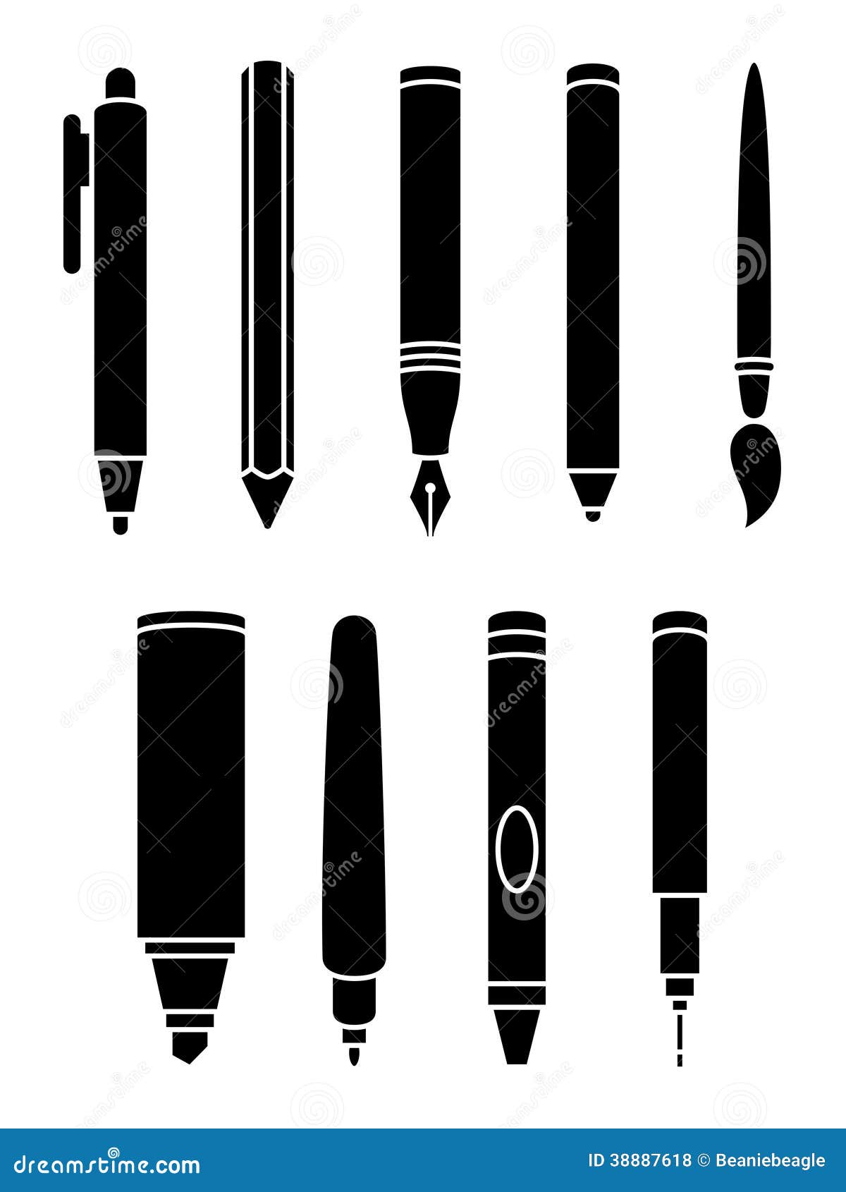 Pen Icons stock vector. Illustration of background, marker - 38887618