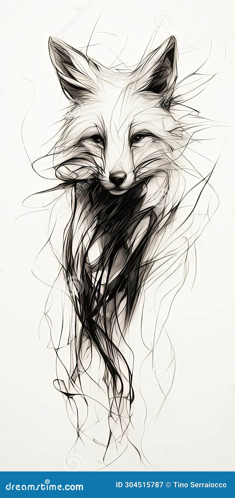 A Pen and Ink Drawing of a Fox One Line , Generated by AI Stock ...