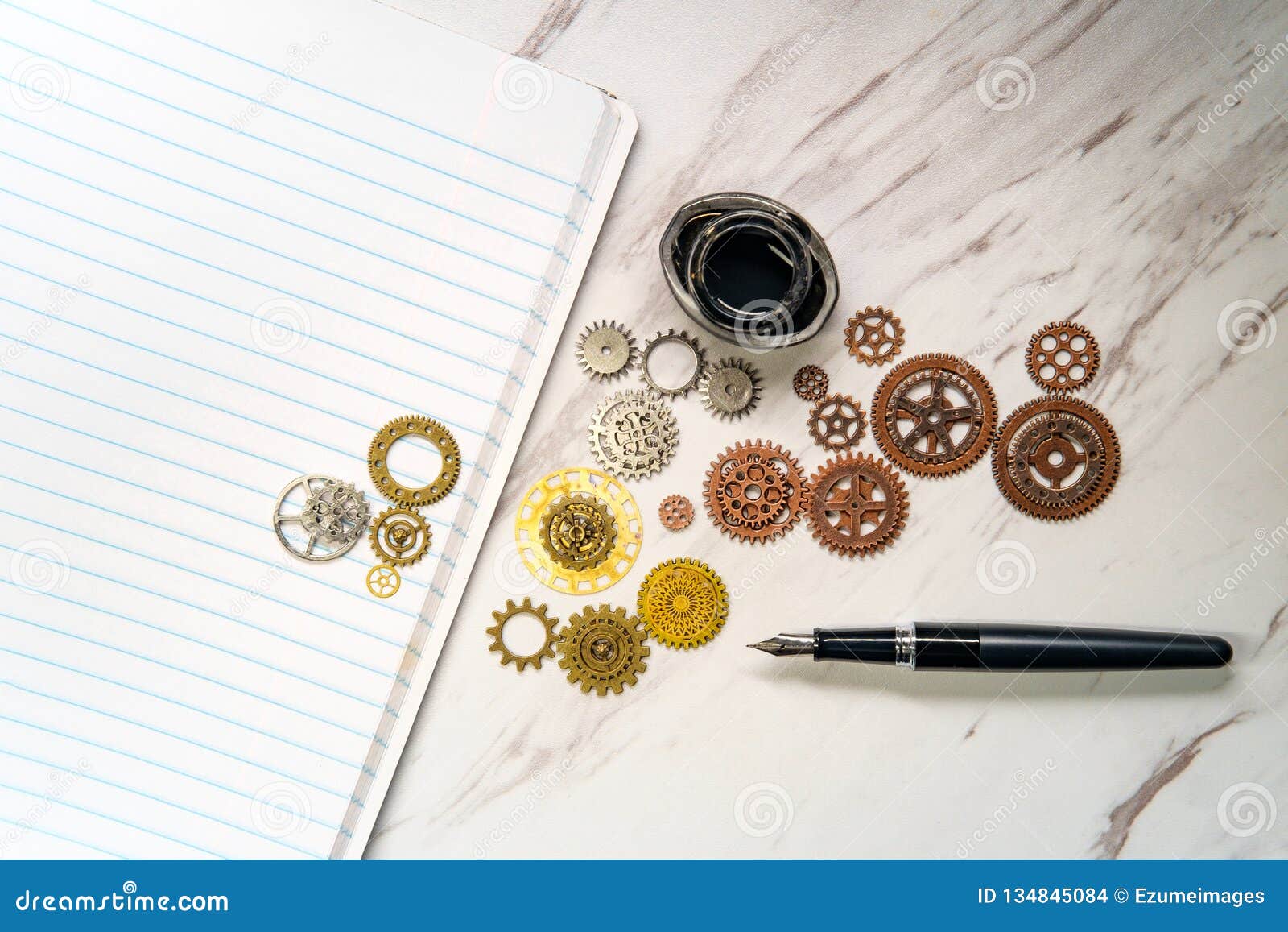 Pen Ink Gears Creativity stock photo. Image of cogwheel - 134845084