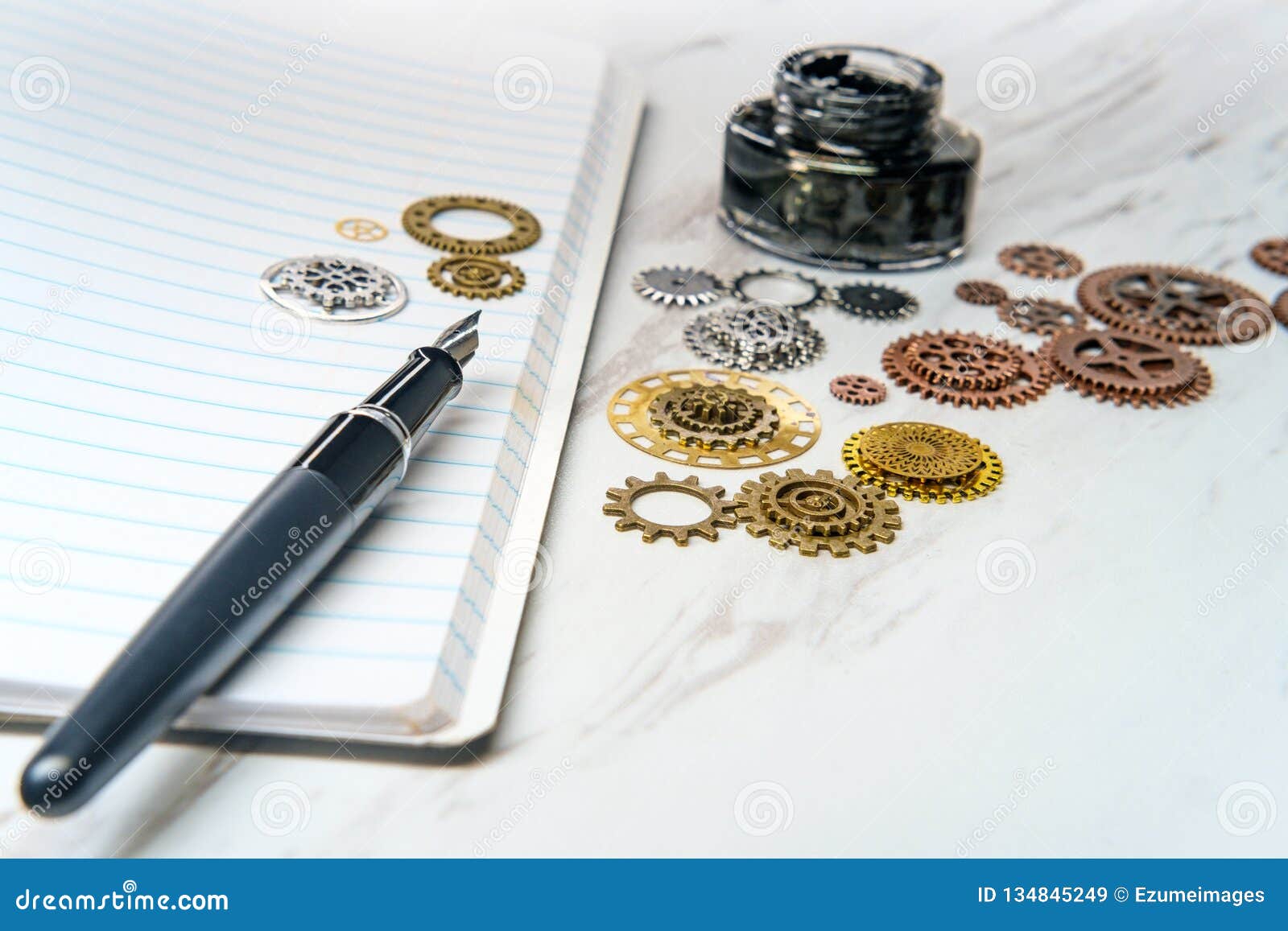 Pen Ink Gears Creativity stock image. Image of mechanical - 134845249
