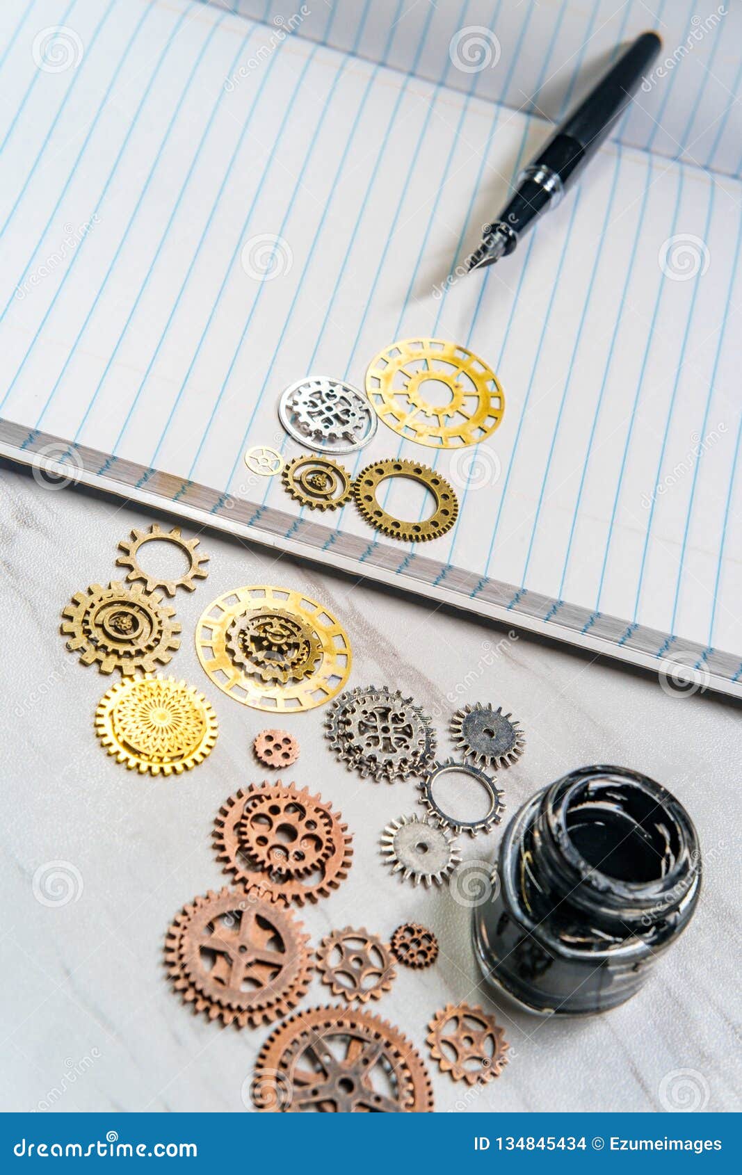 Pen Ink Gears Creativity stock photo. Image of metal - 134845434