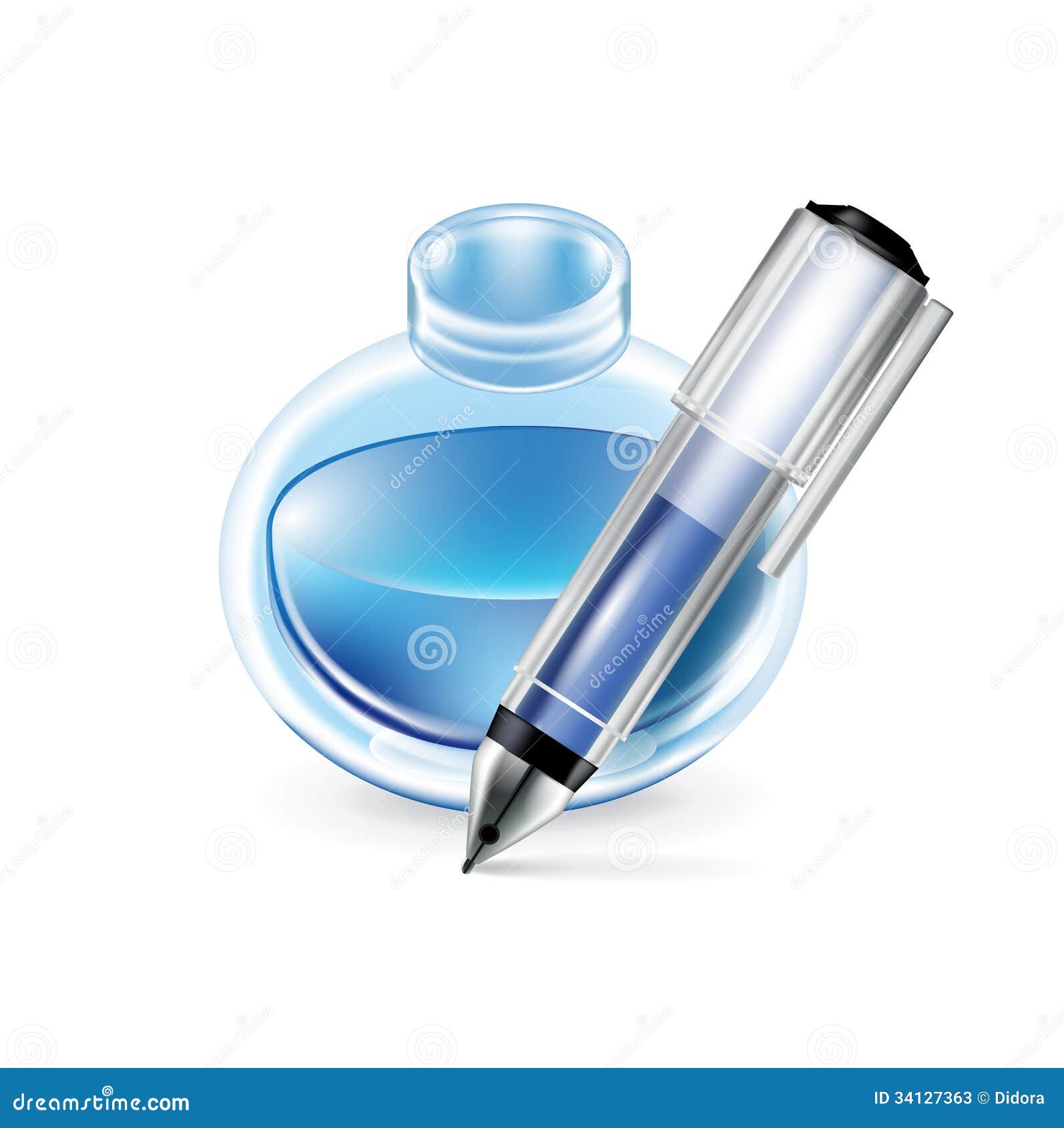 Pen and Ink Glass Container Isolated Stock Vector - Illustration of ...