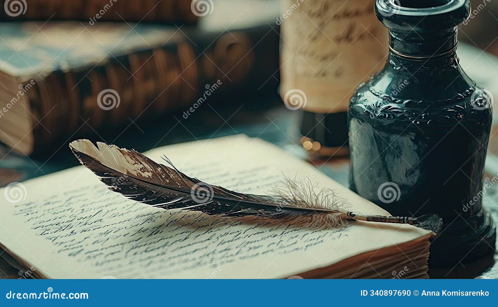 Pen Ink and Papyrus. Selective Focus Stock Photo - Image of calligraphy ...
