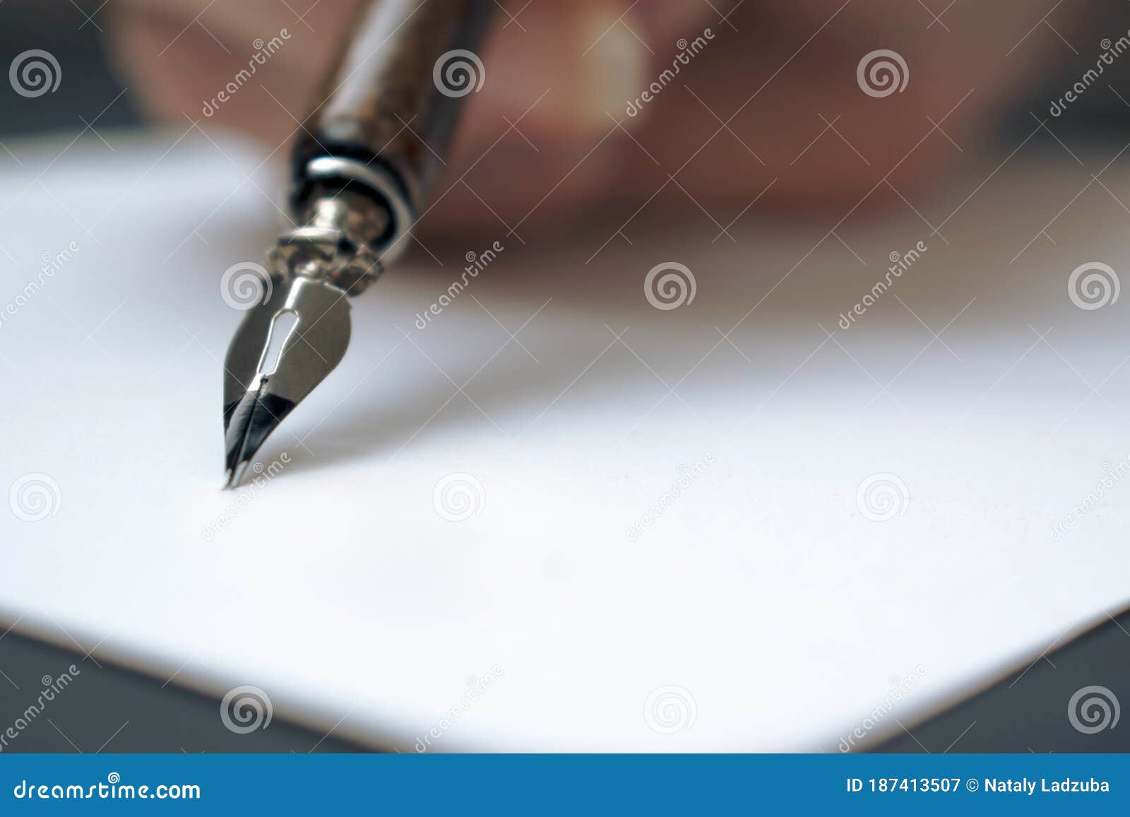 Pen in Ink on a White Sheet of Paper Stock Image - Image of vintage ...