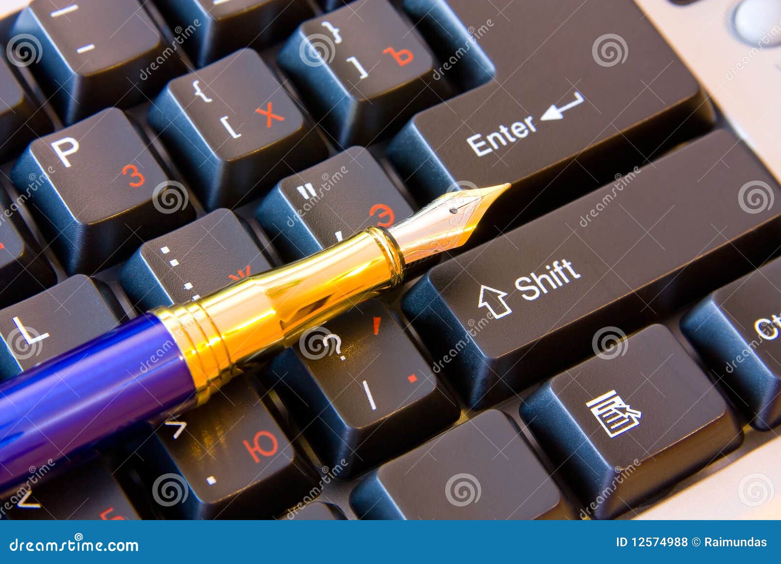 Pen on Keyboard stock photo. Image of write, information - 12574988
