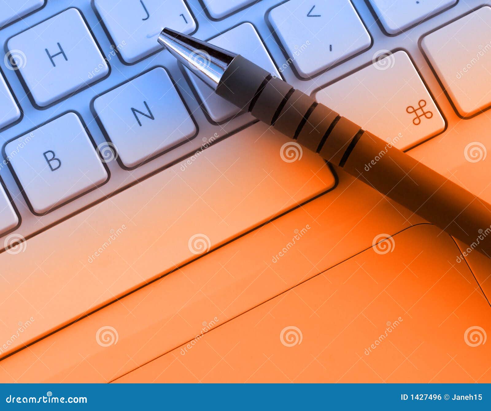 Pen on keyboard editorial photo. Image of keys, orange - 1427496