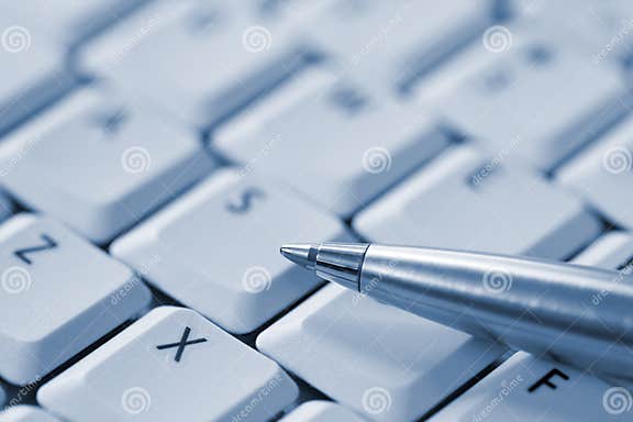 Pen on Keyboard stock photo. Image of soft, close, horizontal - 14828230