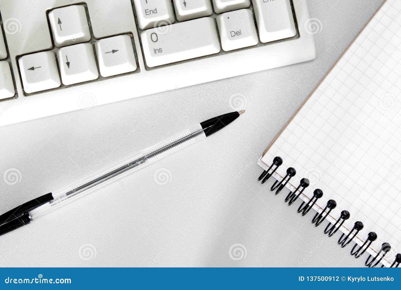 Pen, Keyboard and Notebook Closeup Stock Photo - Image of block, blank ...