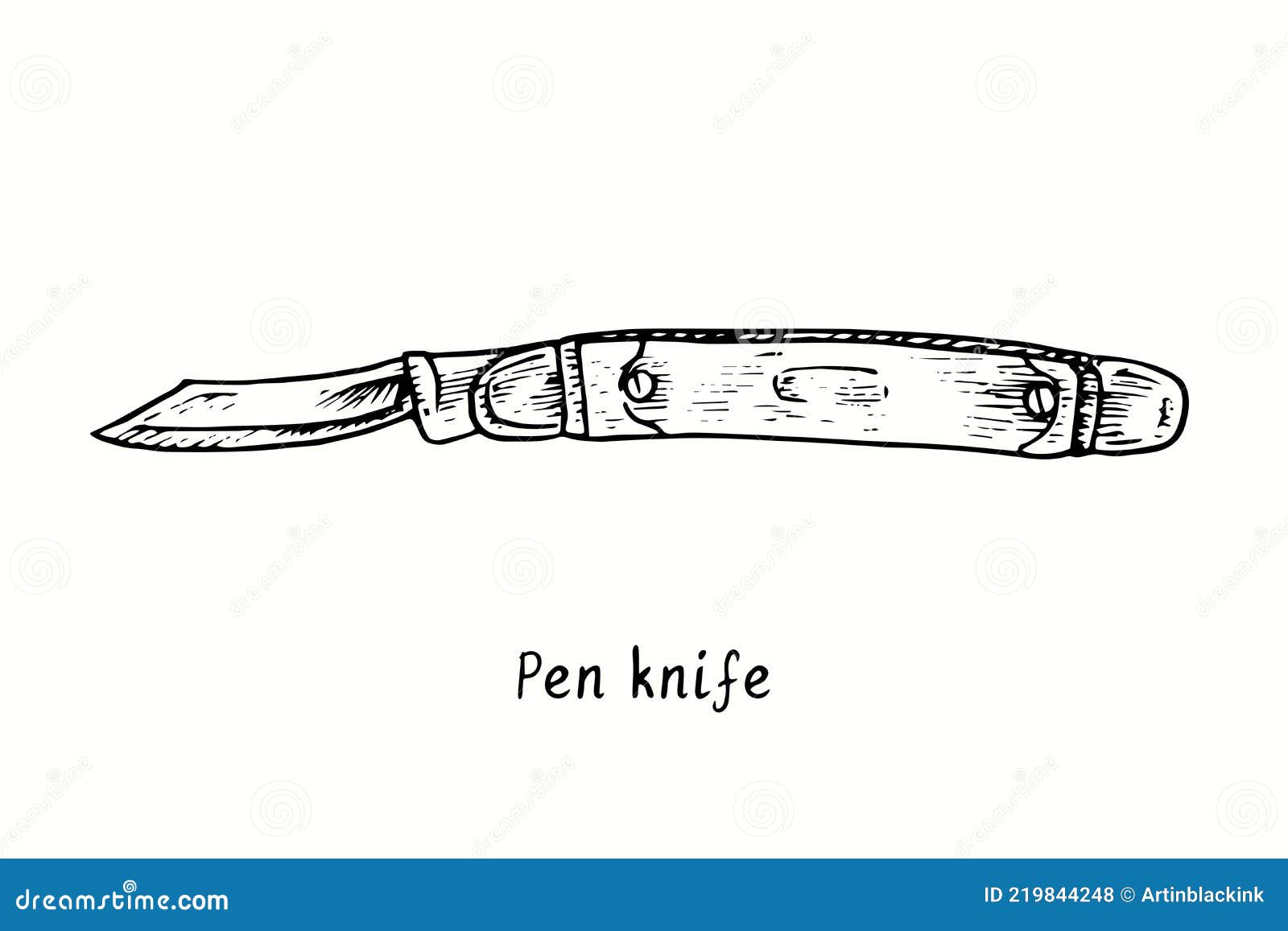 Pen Knife Type. Ink Black and White Drawing Stock Vector - Illustration ...