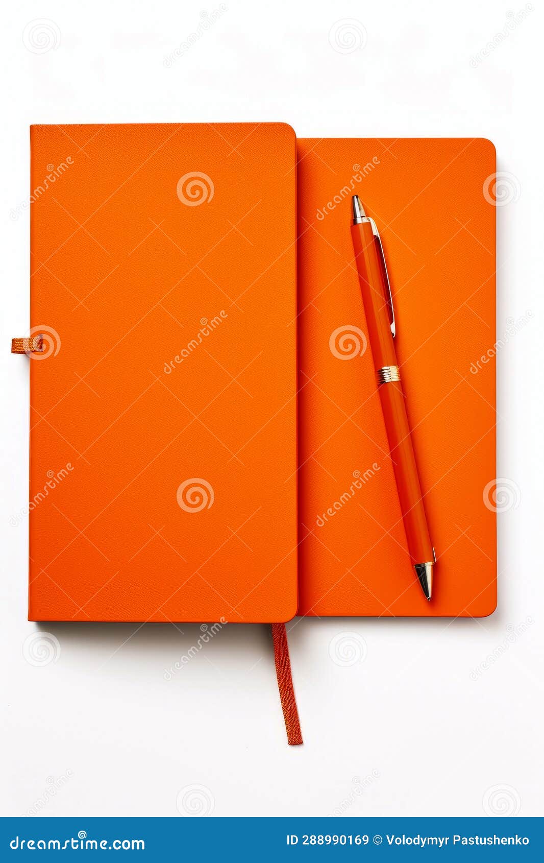 Pen is Laying on Orange Notebook with Red Cover. Generative AI Stock ...