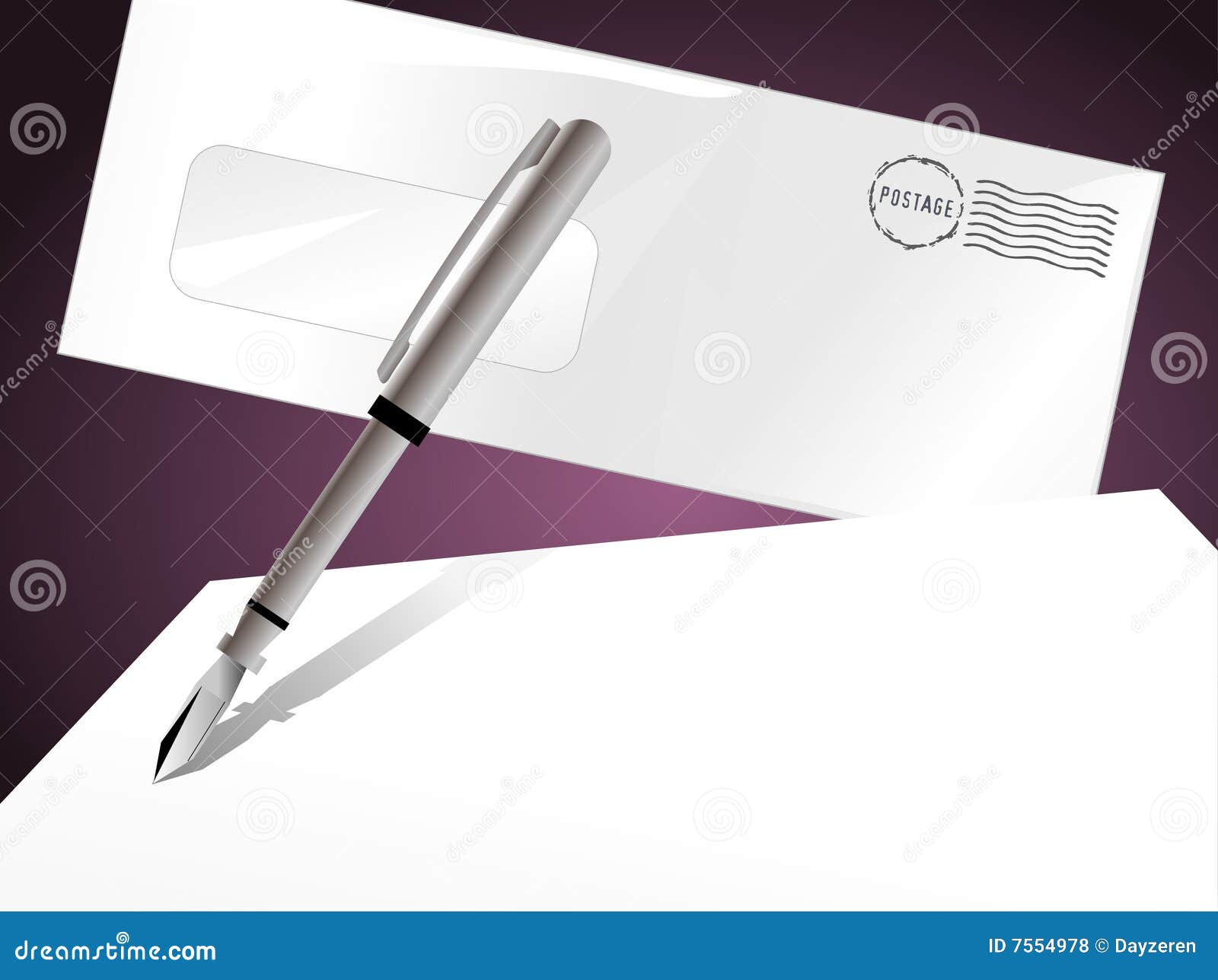 Pen and Letter stock vector. Illustration of envelope - 7554978