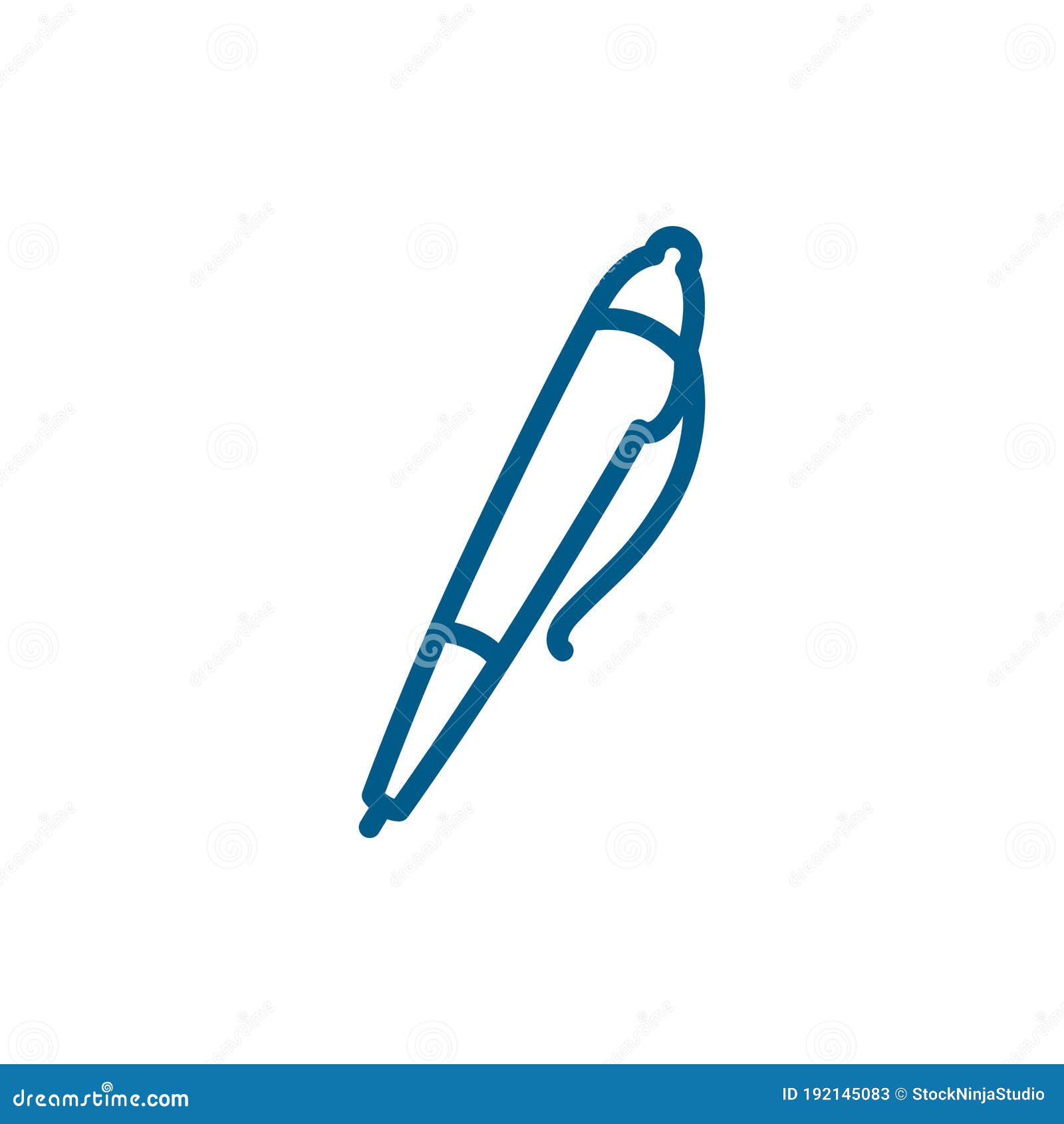 Pen Line Blue Icon on White Background. Blue Flat Style Vector ...