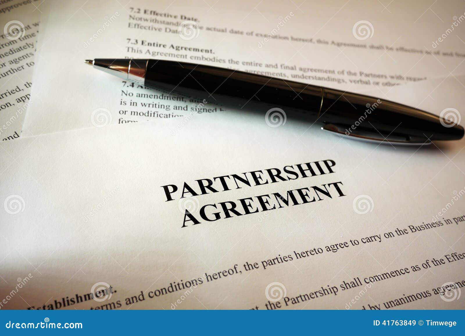 Pen Lying on Partnership Agreement Stock Image - Image of finance ...