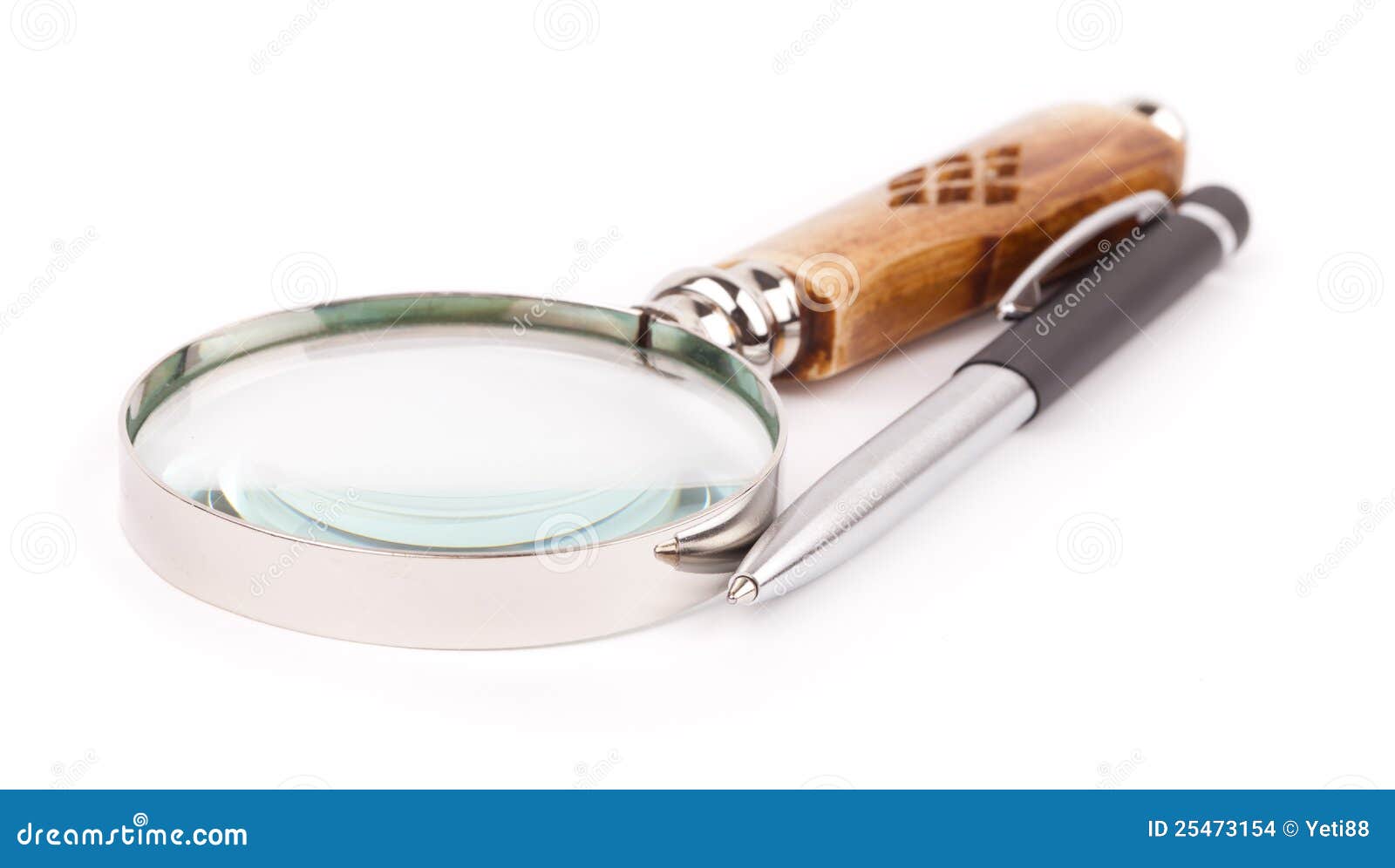 Pen and magnifing glass stock photo. Image of professional - 25473154
