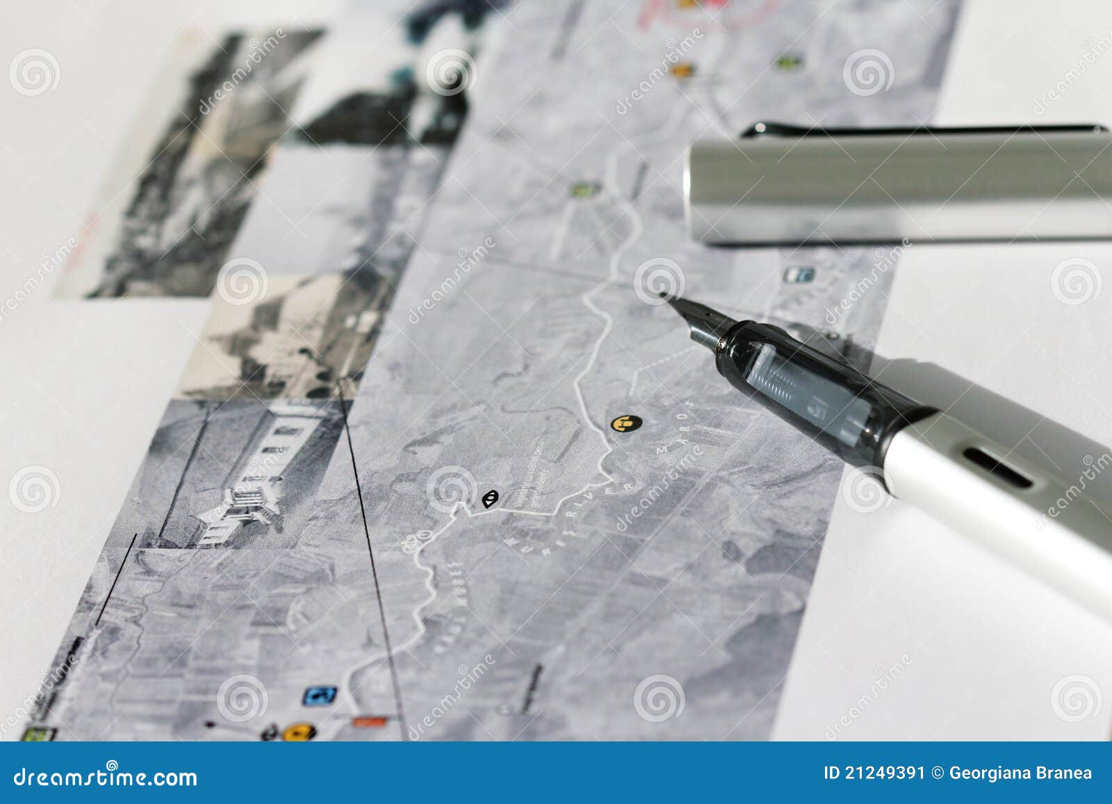 Pen on map stock image. Image of guide, print, travel - 21249391