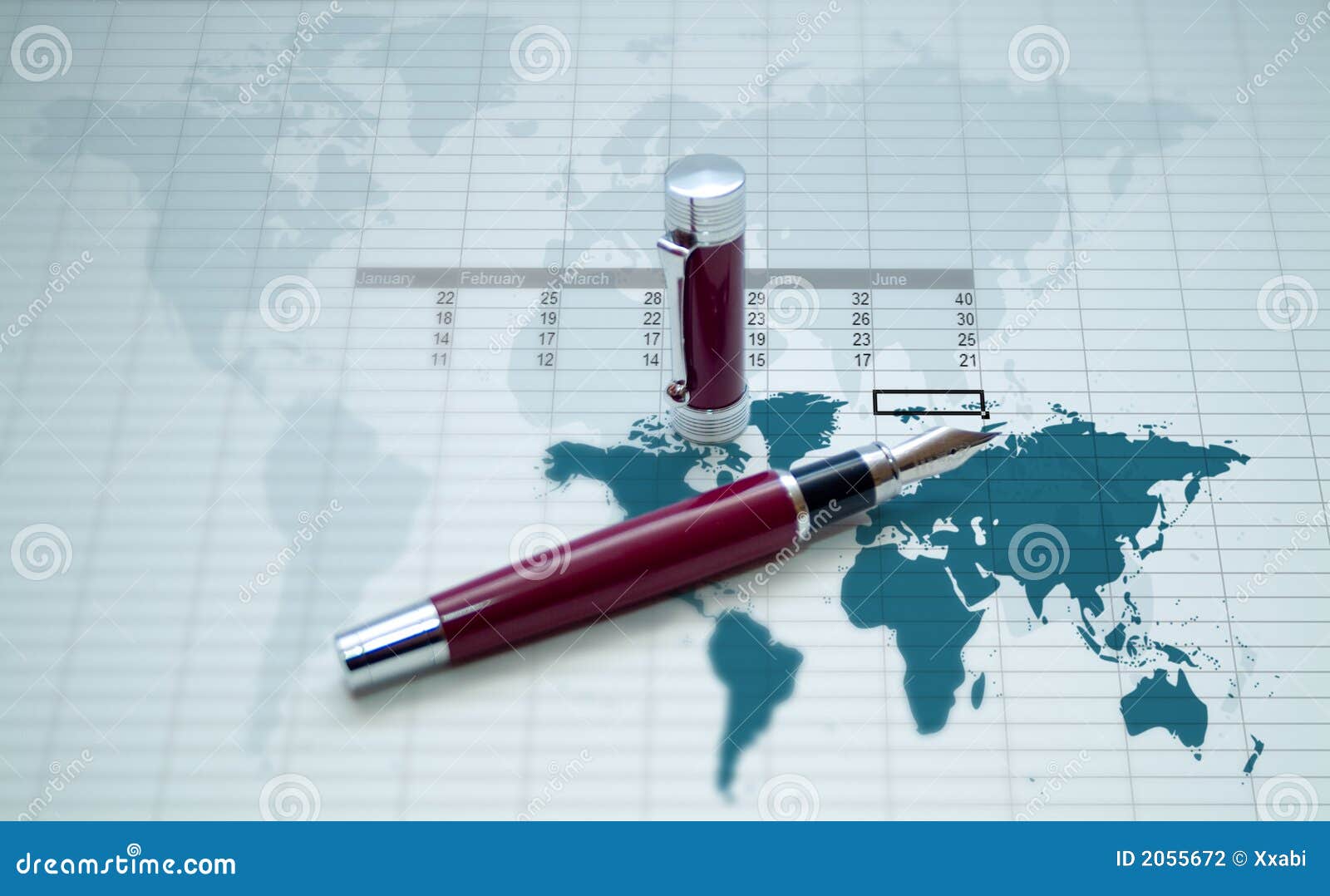 Pen, map and calc sheet stock photo. Image of document - 2055672