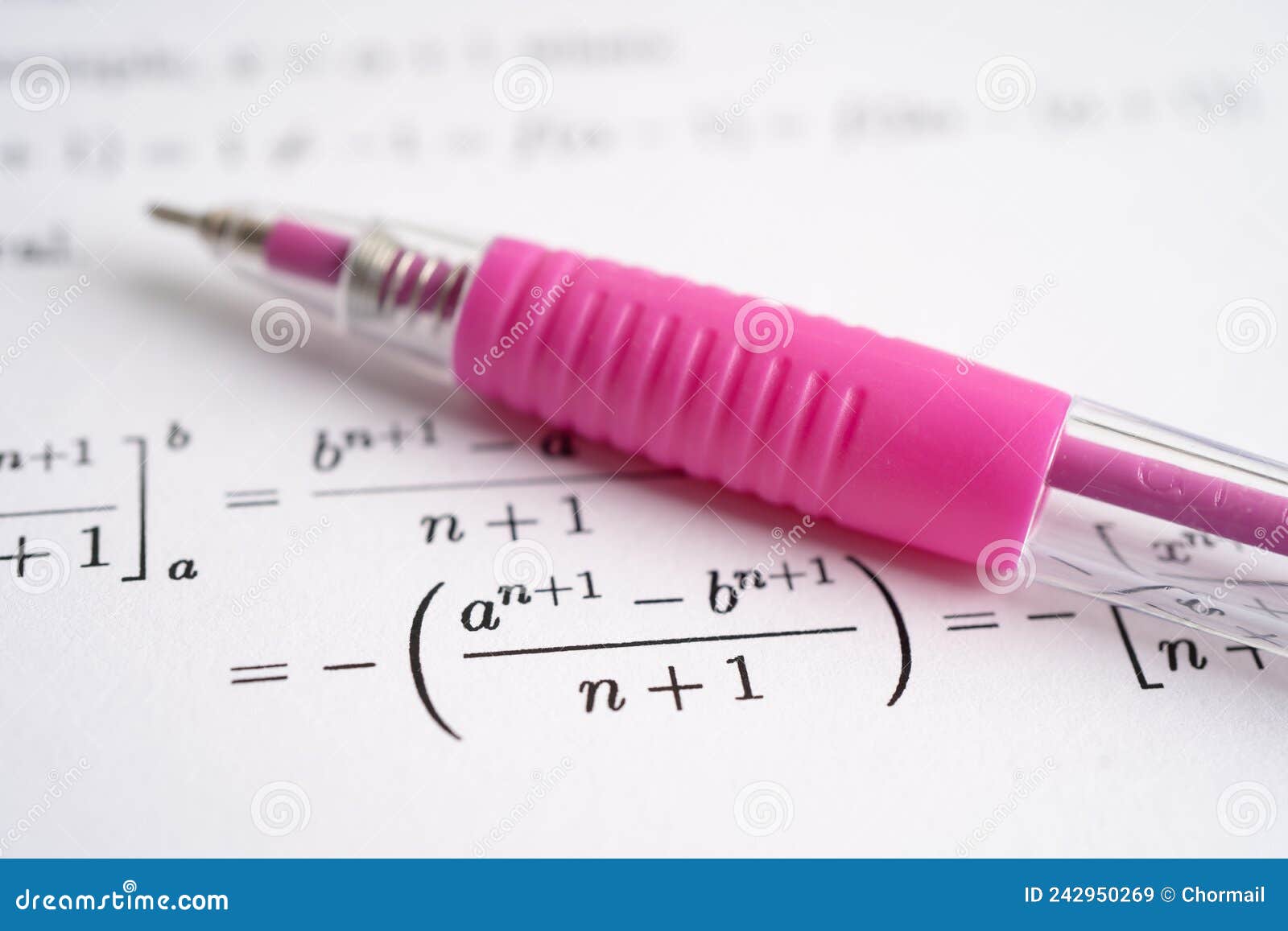 Pen on Mathematic Formula Exercise Test Paper in Education School Stock ...