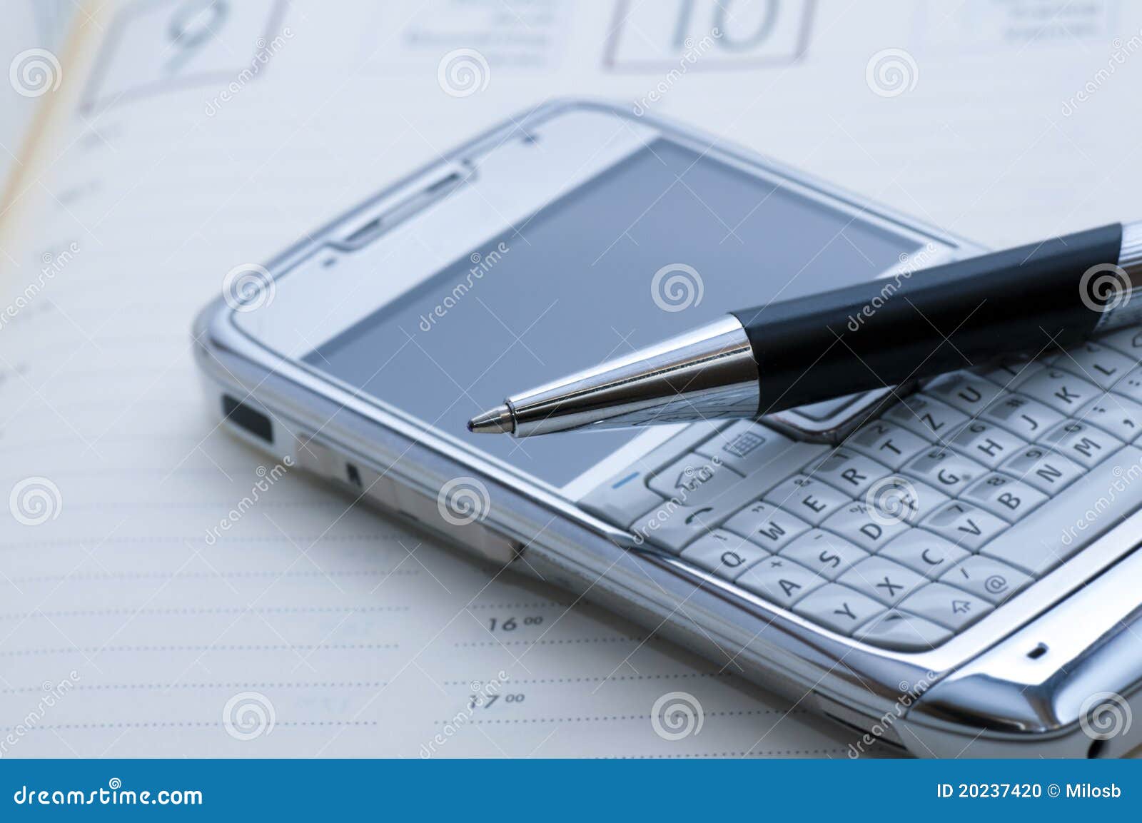Pen and mobile phone stock photo. Image of notebook, dialing - 20237420