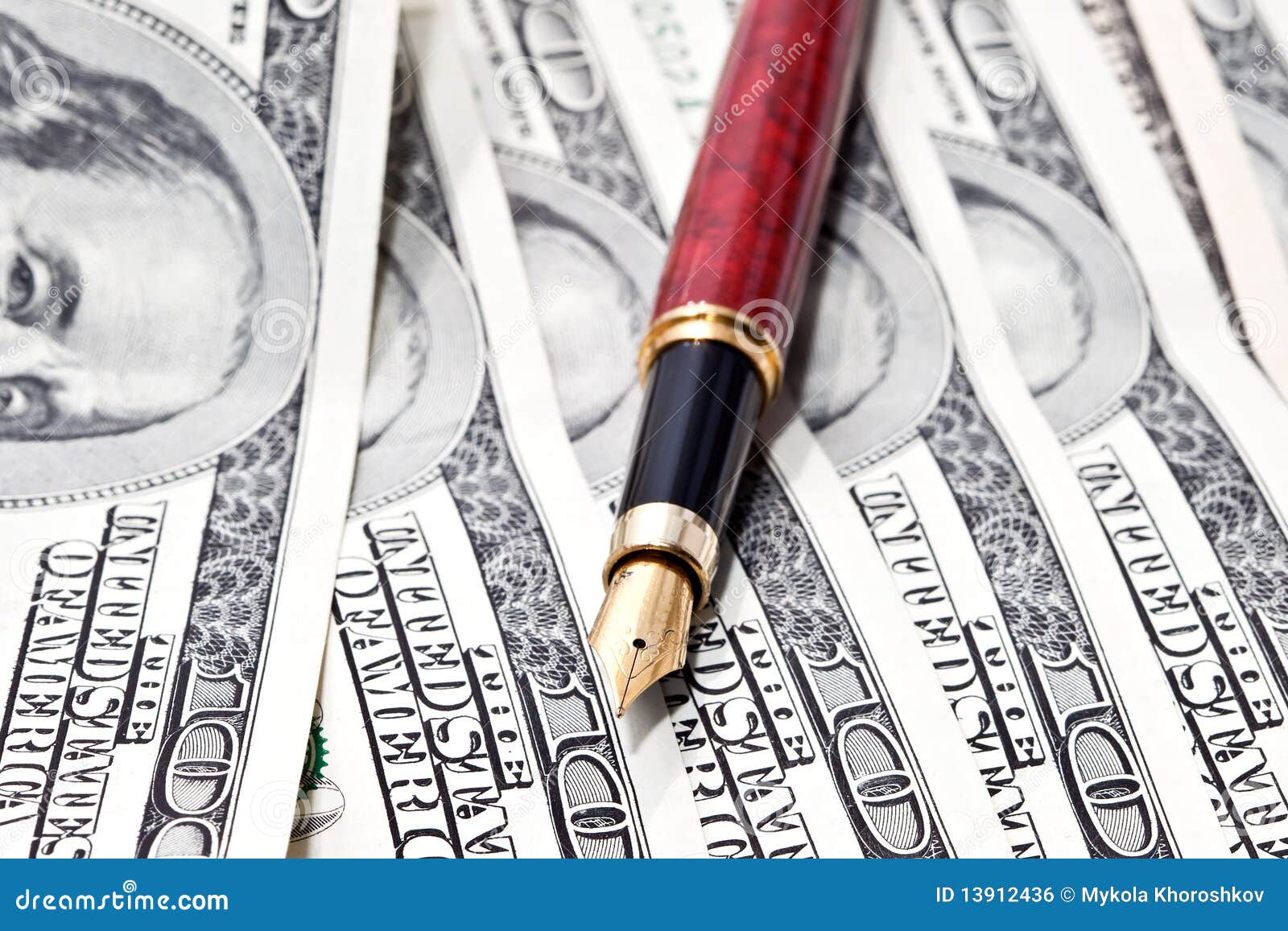 Pen on the money stock photo. Image of write, rate, deposit - 13912436
