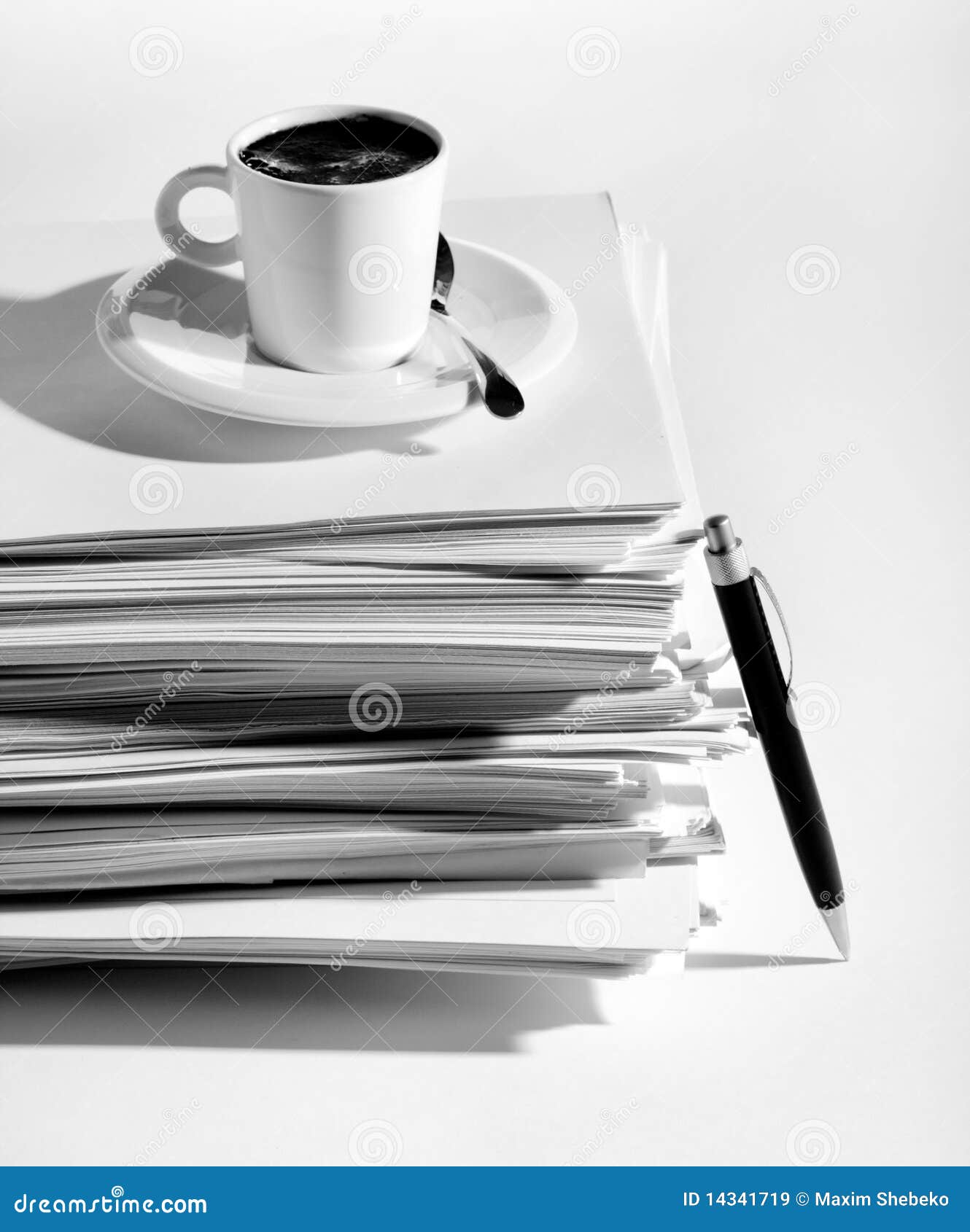 Pen near stack of paper stock image. Image of organizer - 14341719