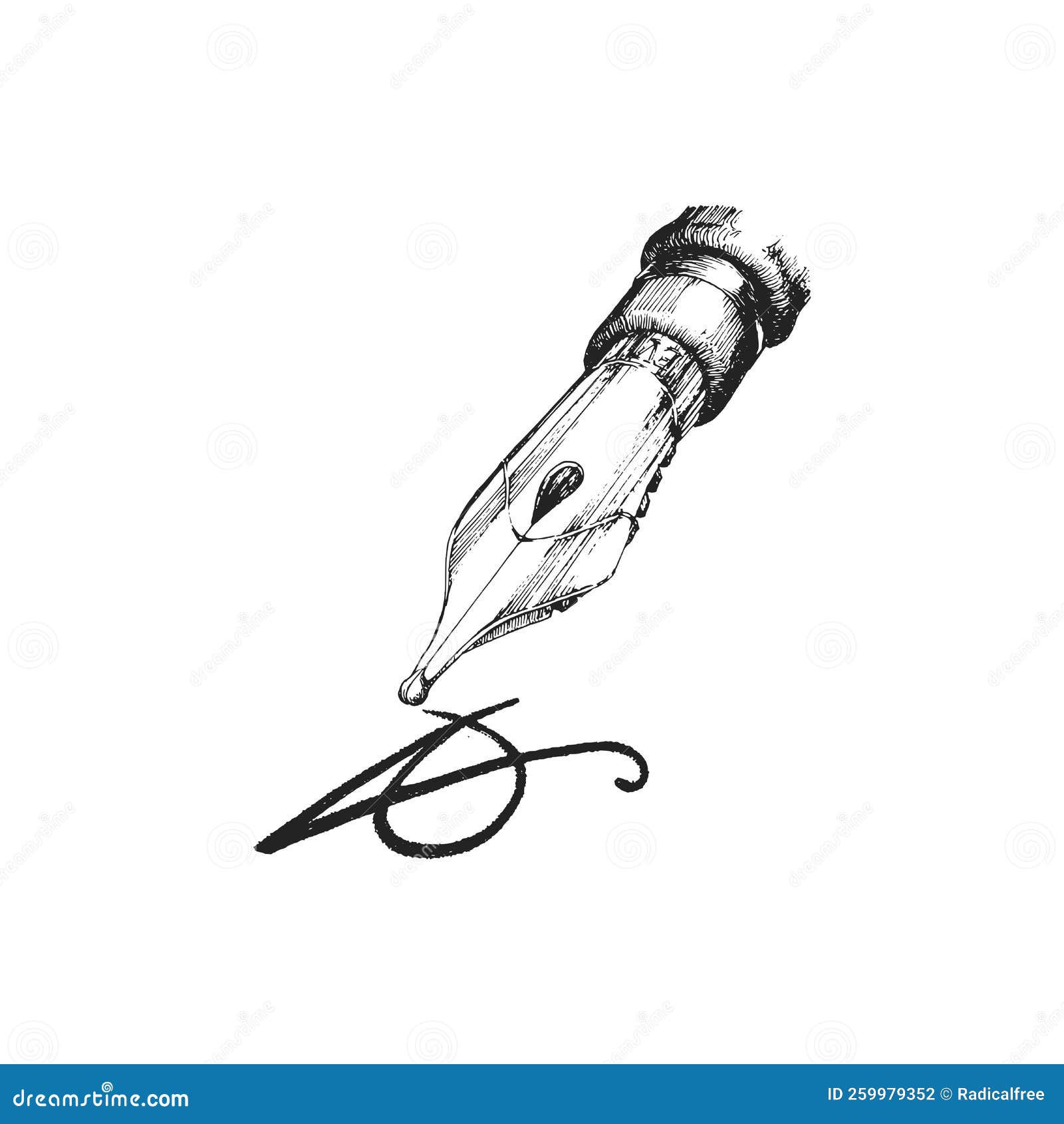 Pen Nib, Hand Drawn Illustration in Vector Stock Vector - Illustration ...