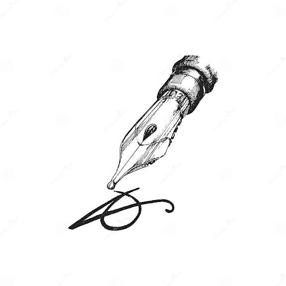 Pen Nib, Hand Drawn Illustration in Vector Stock Vector - Illustration ...