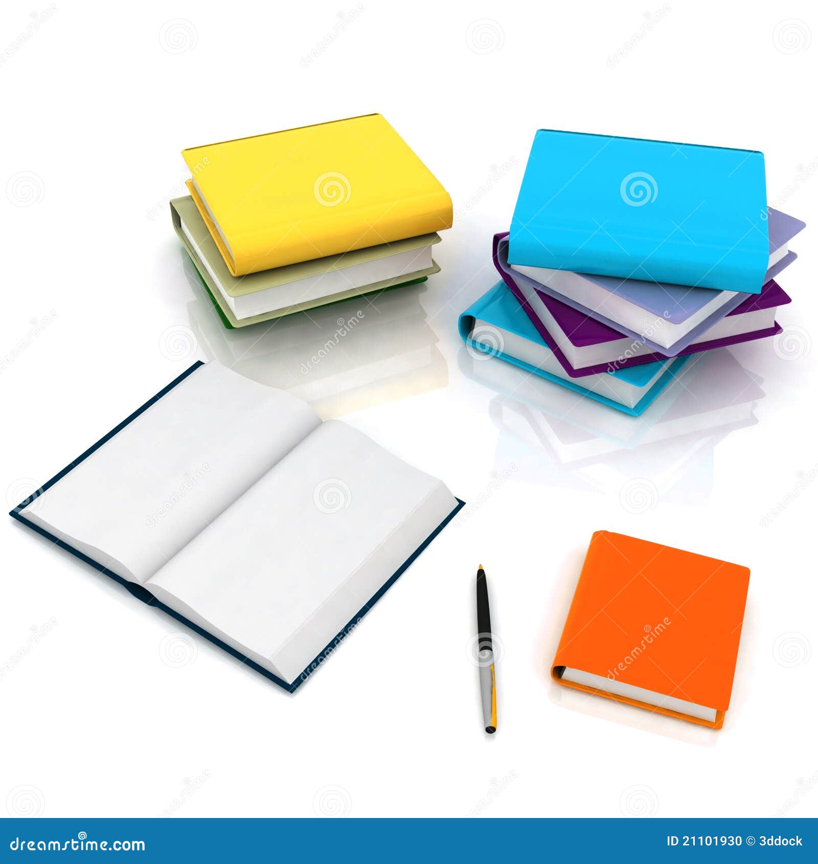 Pen, notebook and books stock illustration. Illustration of plan - 21101930