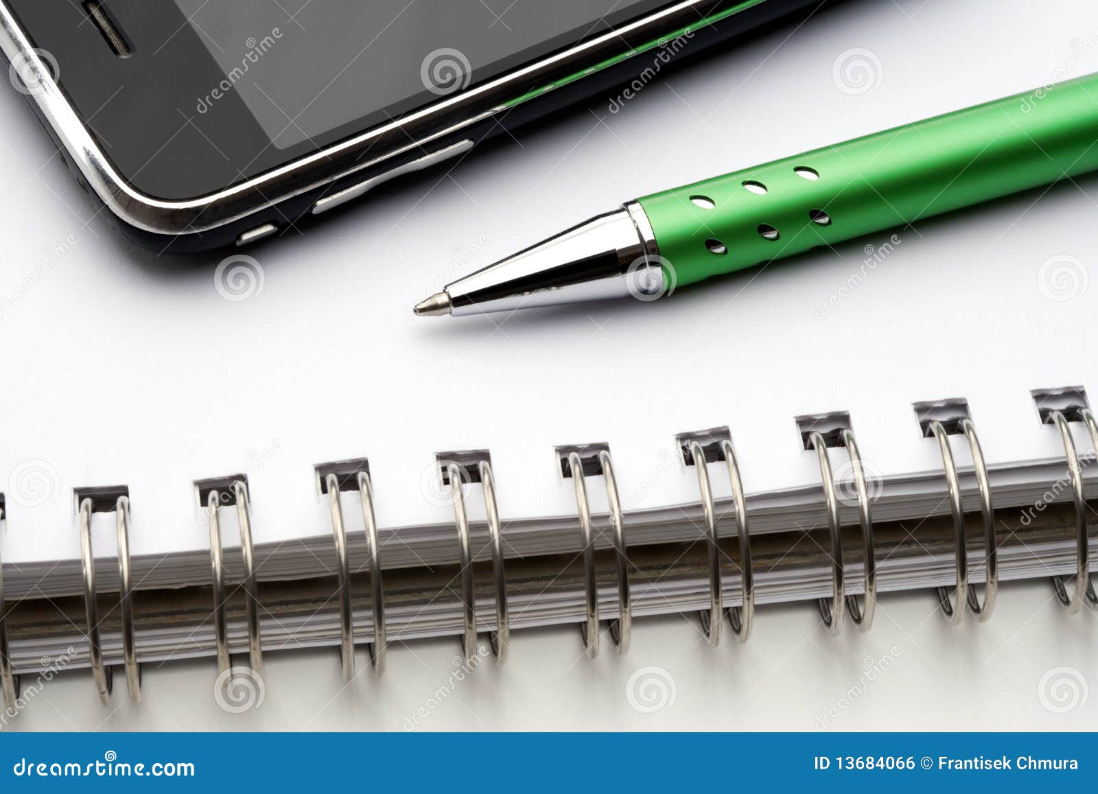 Pen, Notebook and Cell Phone Stock Photo - Image of page, office: 13684066