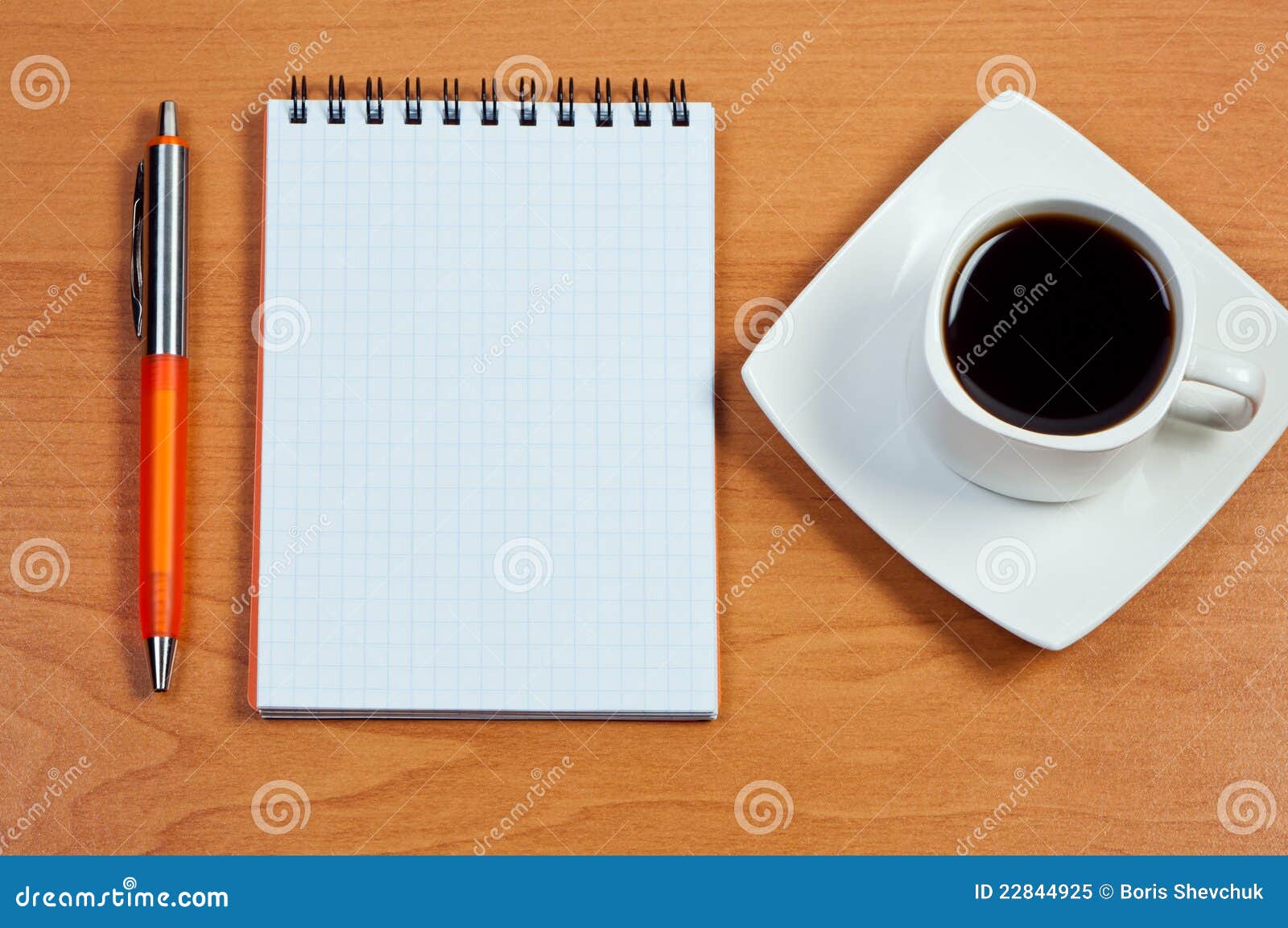 Pen, Notebook and Cup Coffee on Table. Stock Image - Image of paperwork ...