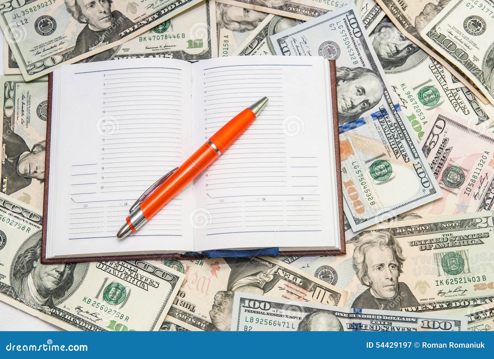 Pen, Notebook, Dollar Bills Stock Image - Image of stability, planning ...